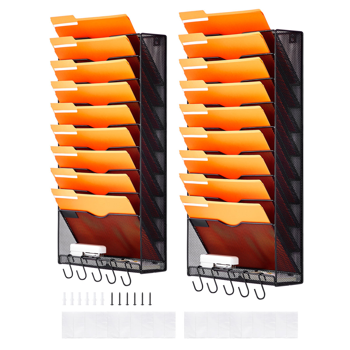 VEVOR File Wall Rack Mesh Wall File Holder 2-Piece 10 Pockets for ...