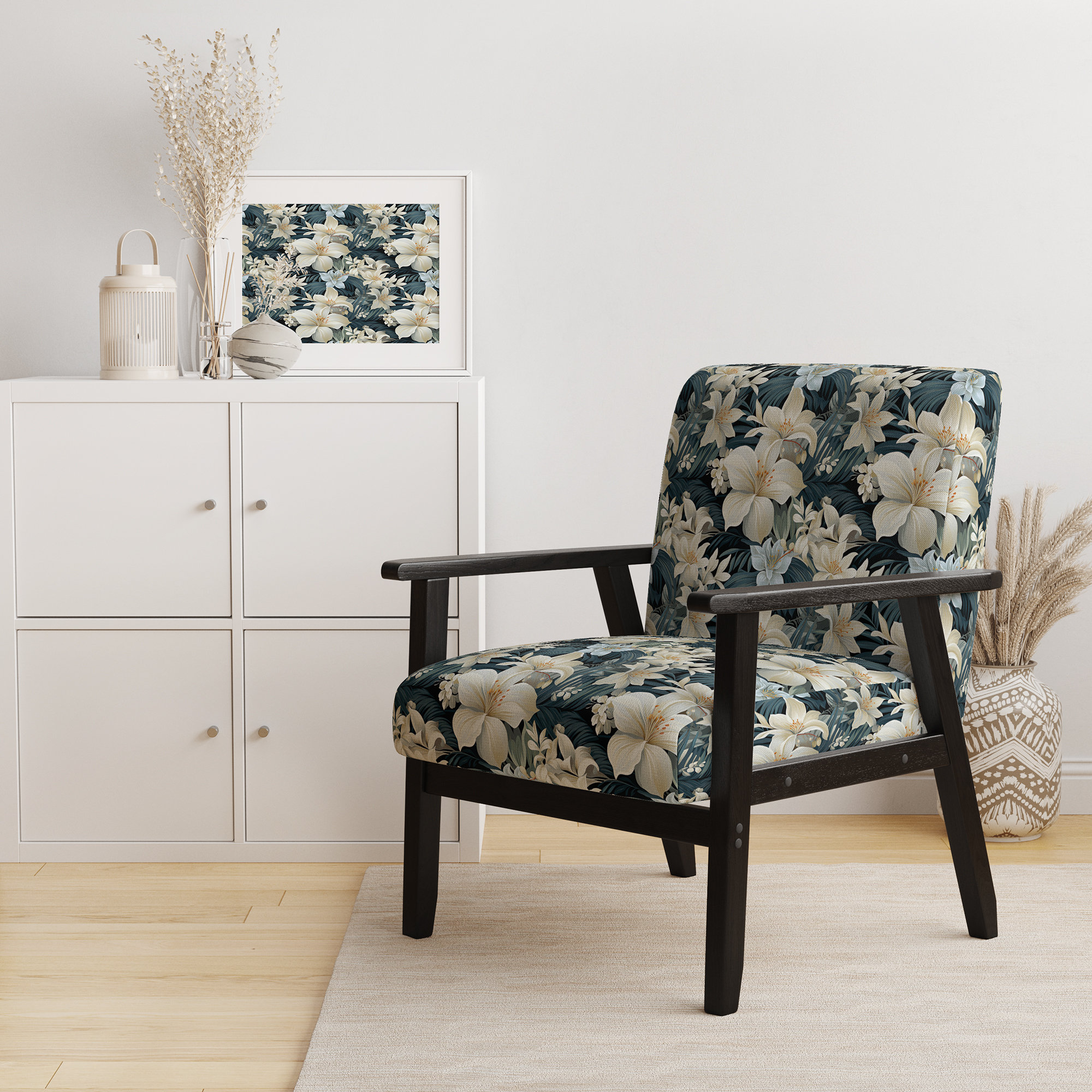 Dakota Fields Beige And Grey Jungle Botanical Pattern - Upholstered ...