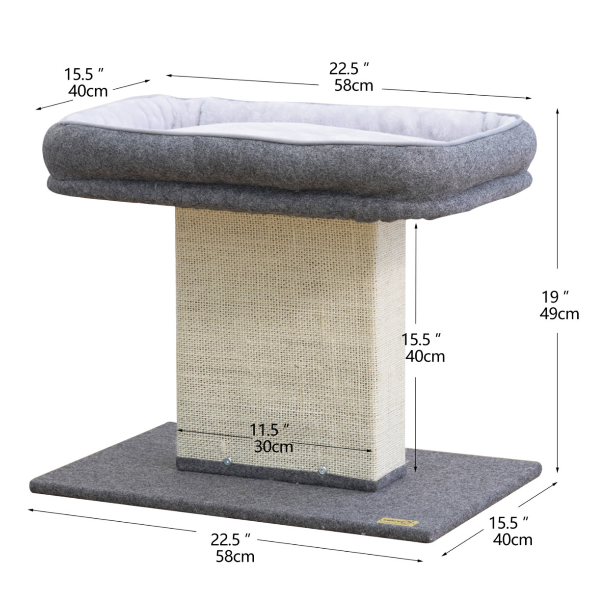 Catry 2-in-1 Mellow Cat Perch with Large Soft Bed and Sisal Scratching ...