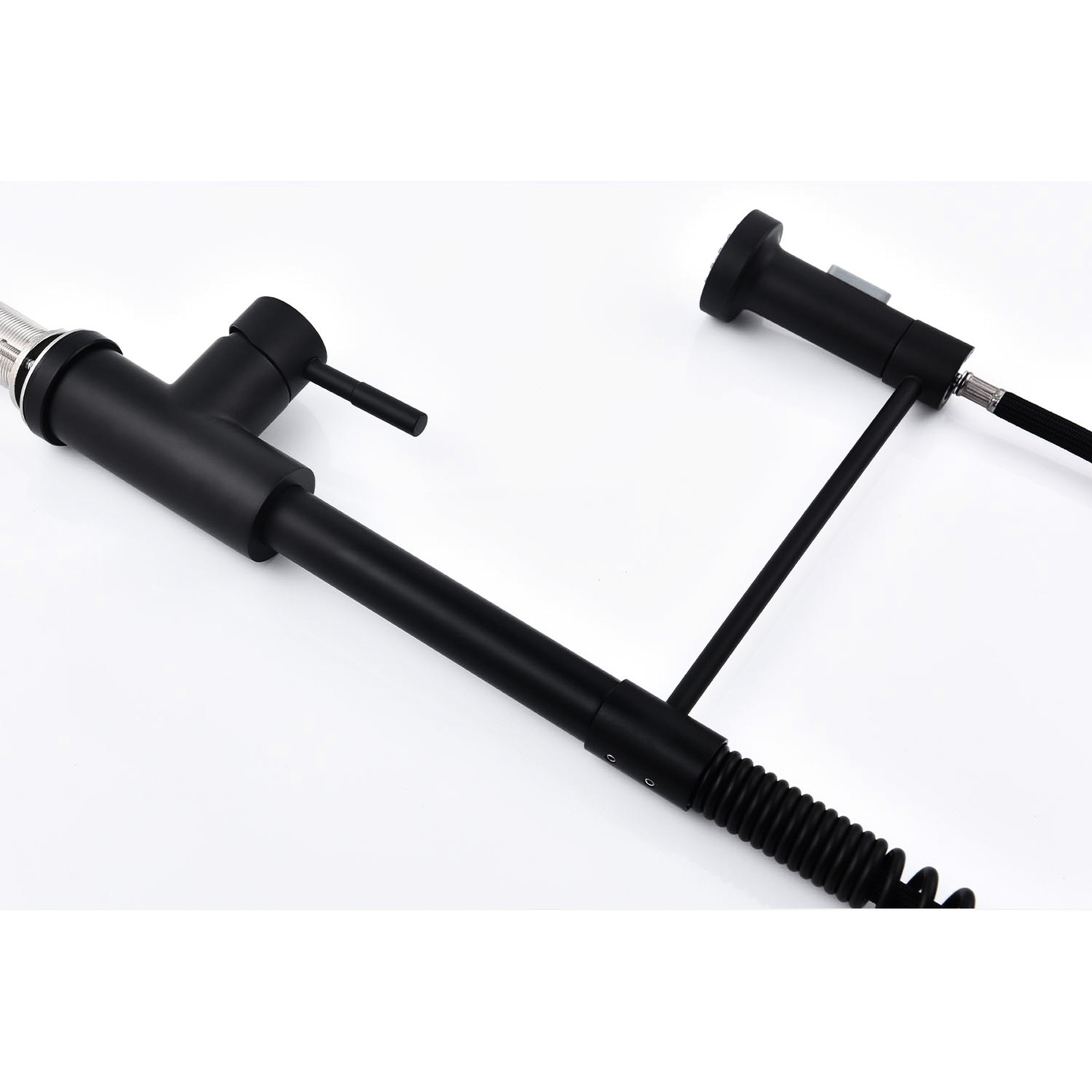 Ivy Bronx Pull Down Spring Loaded Kitchen Faucet In Matte Black ...