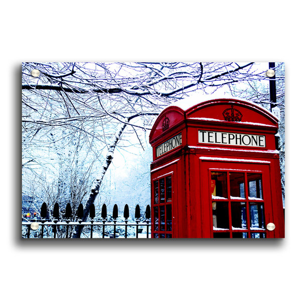 East Urban Home London Telephone Box In The Snow - No Frame Art Prints ...