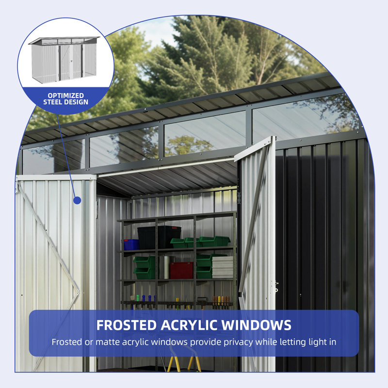 Edrosie Inc Lean-to Metal Galvanized Storage Shed - Wayfair Canada