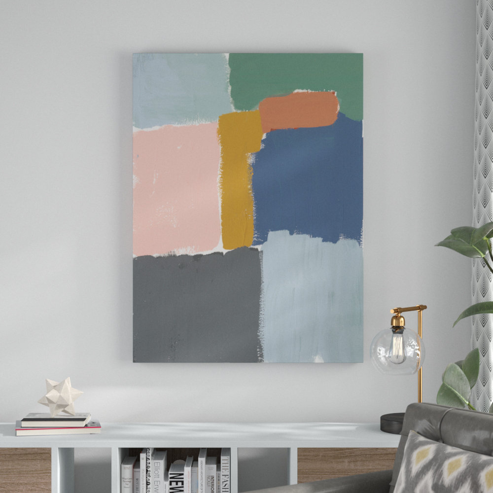Wrought Studio™ 'Muted Color Block II' Print on Wrapped Canvas | Wayfair