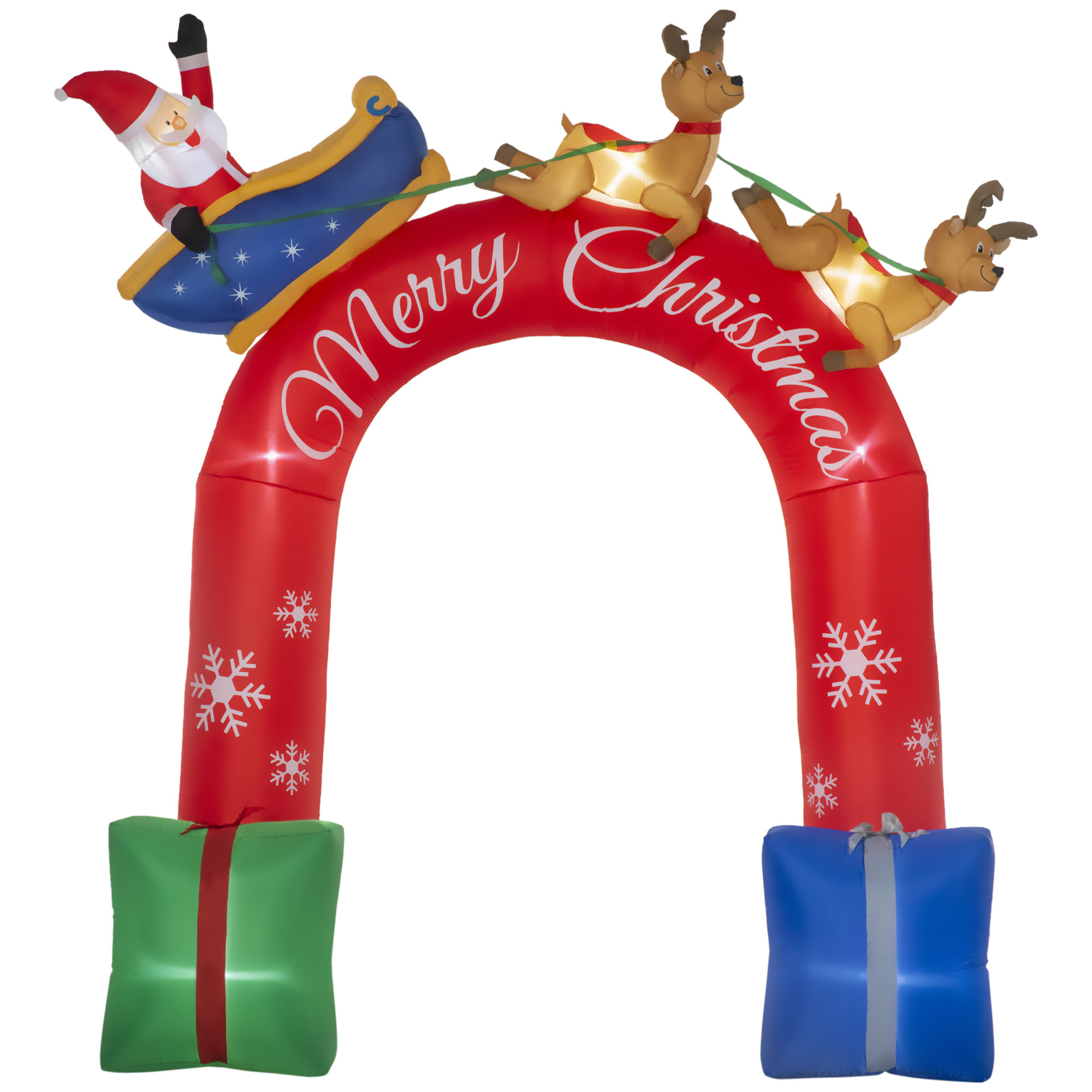 The Holiday Aisle® Christmas Arch with Santa Claus Riding a Sled ...