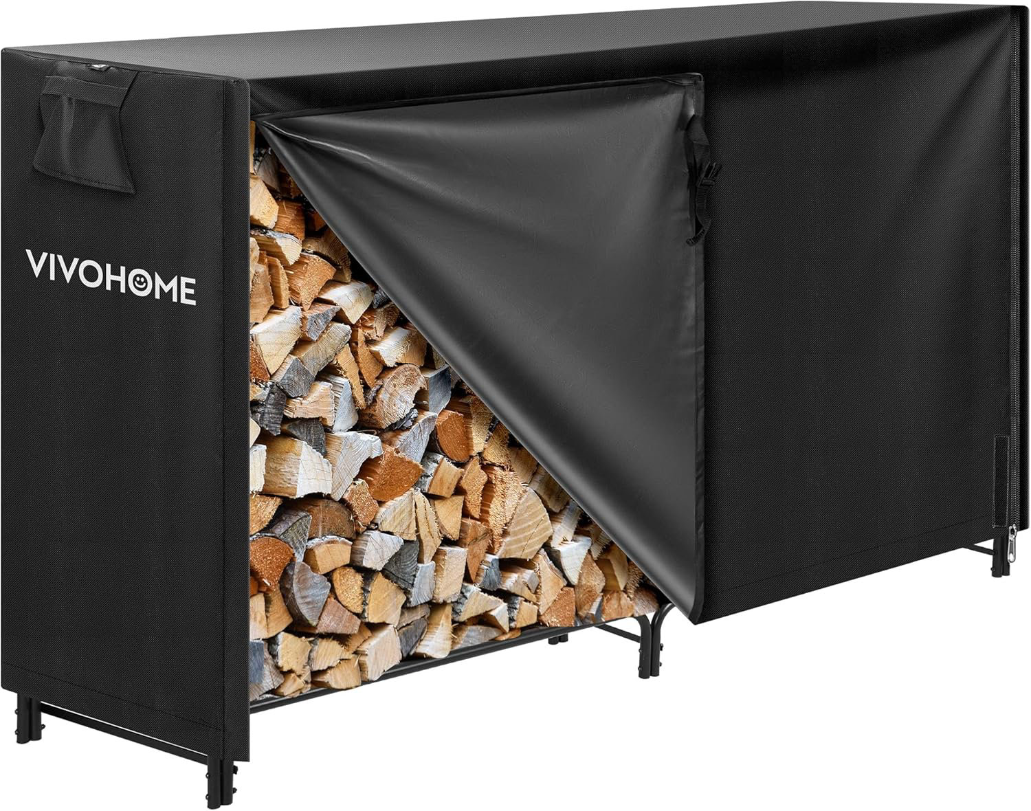 VIVOHOME 6ft Indoor Outdoor Firewood Storage Log Rack with Cover ...
