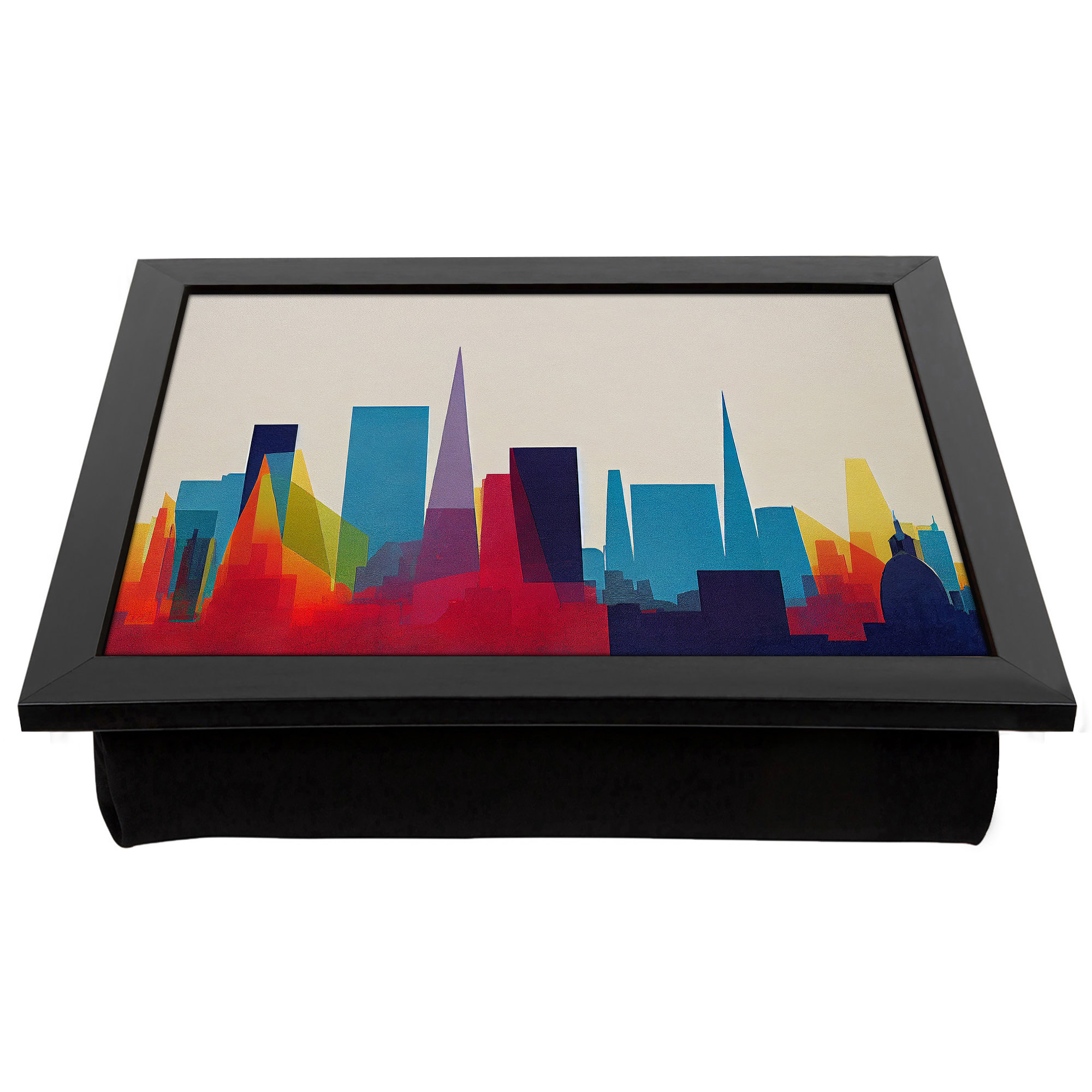 Metro Lane London Skyline Suprematism Abstract Lap Tray with Cushion ...