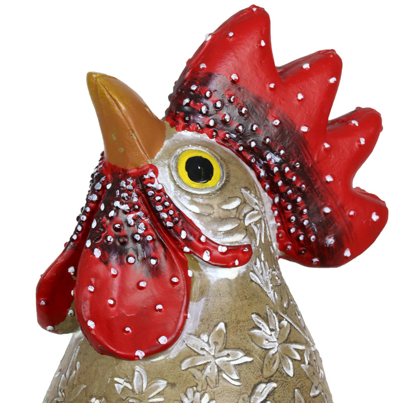 Exhart Hand Painted Rooster Garden Statue, 12 Inch | Wayfair