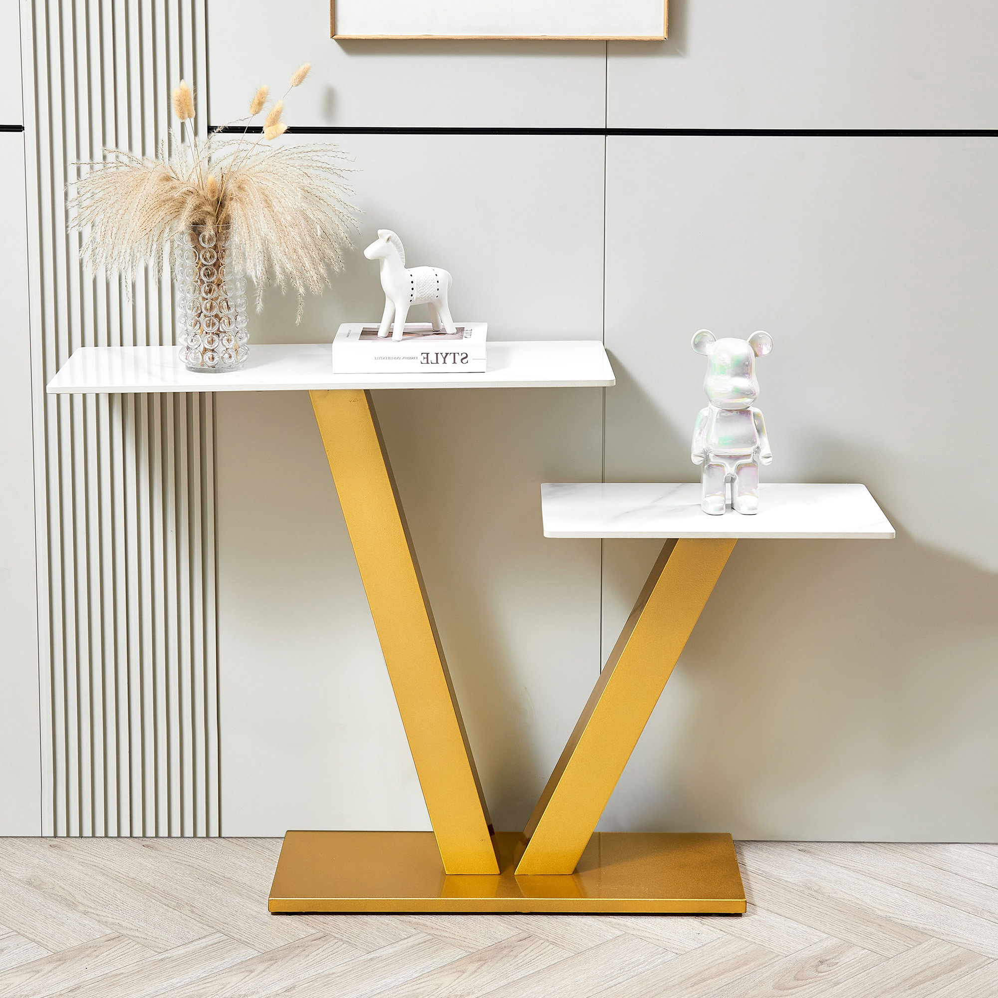 Mercer41 47.2"Modern Console Table, Exquisite shape design, Metal Frame ...