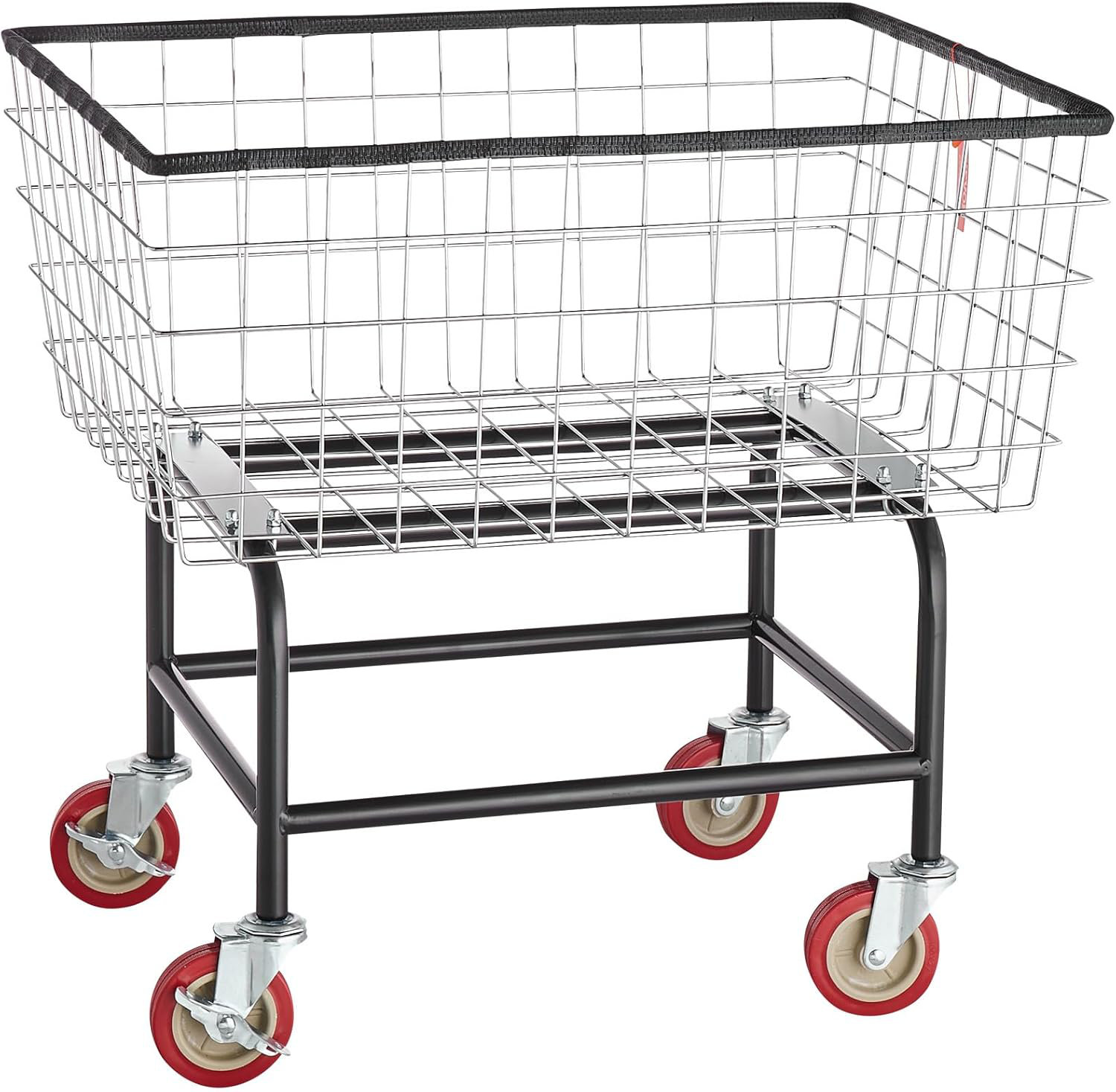 CHUANGWENYI Commercial Wire Laundry Basket Cart, Steel Frame With ...