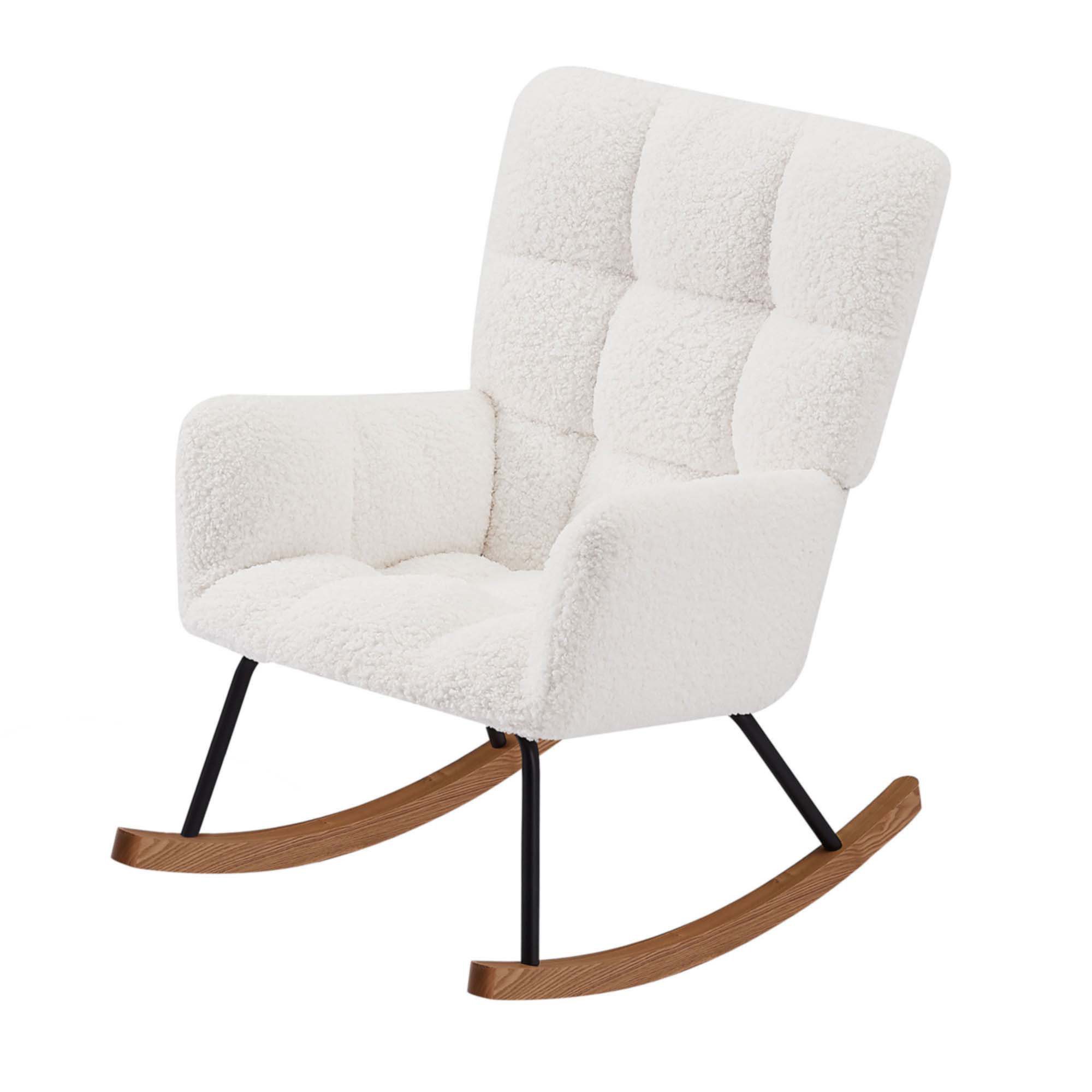 East Urban Home Comfy Upholstered Lounge Chair Rocking Chair With High ...