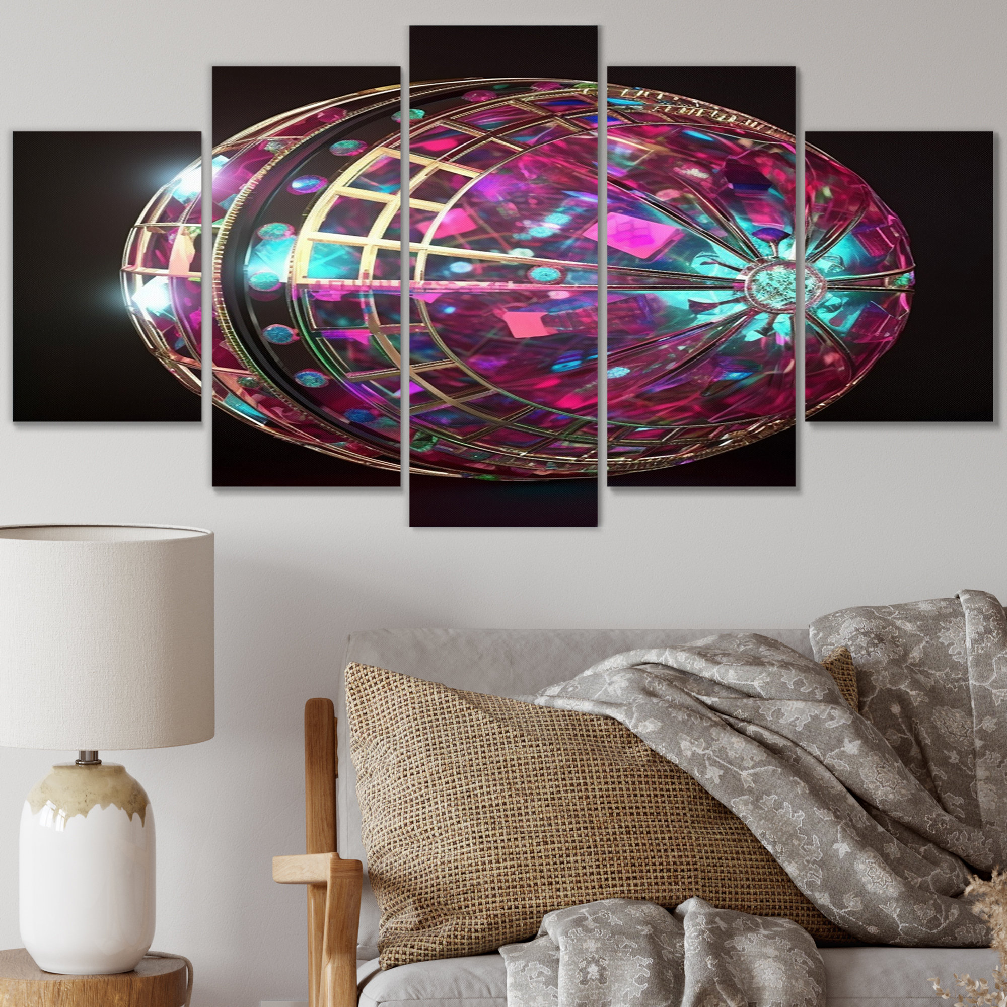 Ivy Bronx Galactic Planetary Pink Sphere - Modern Geometric Wall Decor ...