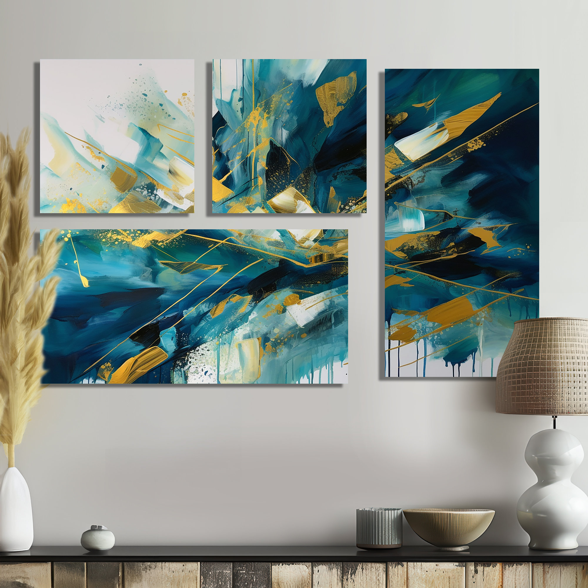 Ivy Bronx Explosion Triangles V - Wall Art 4 Pieces | Wayfair
