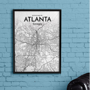 Wrought Studio 'Atlanta City Map' Graphic Art Print Poster in Tones ...
