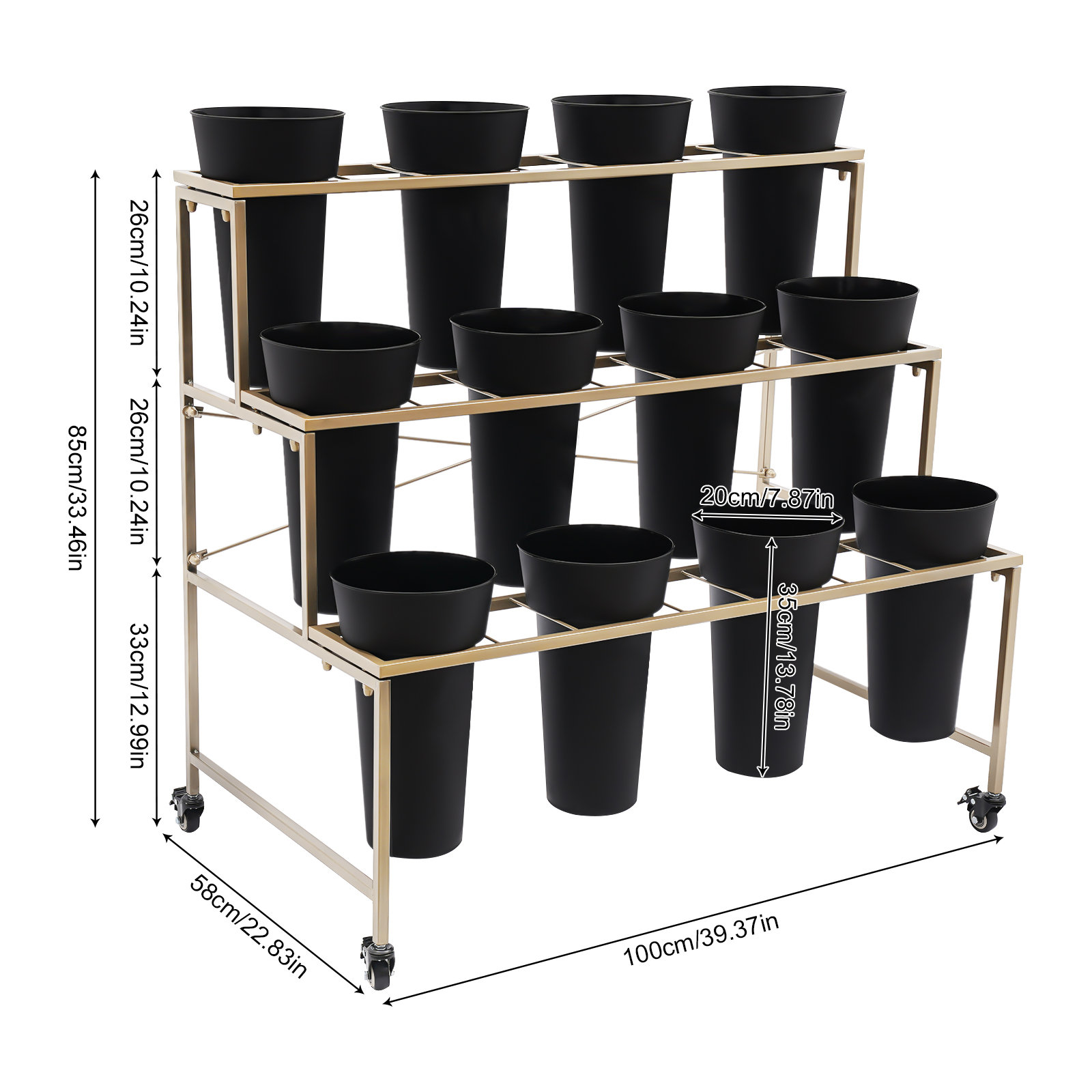 Latitude Run® Jayceion 3-layer Metal Frame Plant Stand with Flower ...