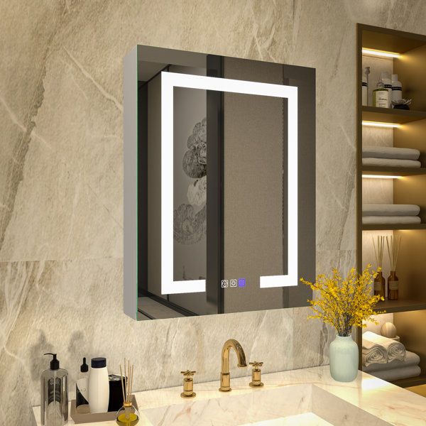 ExBrite 20" W x 26" H Frameless Medicine Cabinet with Mirror 3 ...