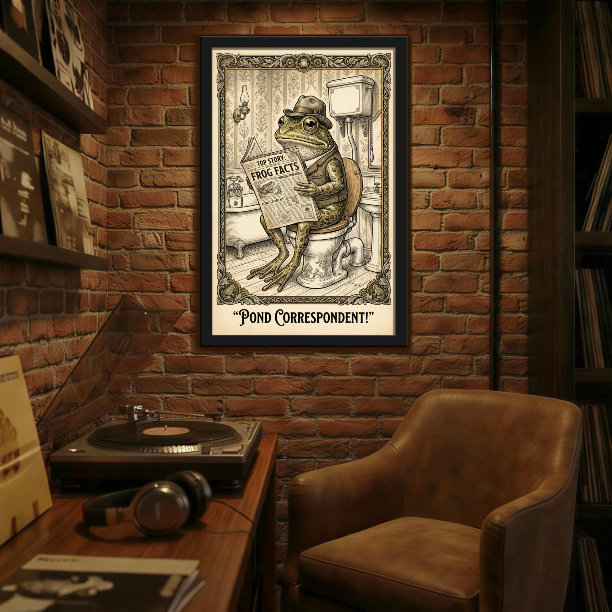 Astoria Grand Bath & Laundry Frog Reading Newspaper On Toilet | Wayfair