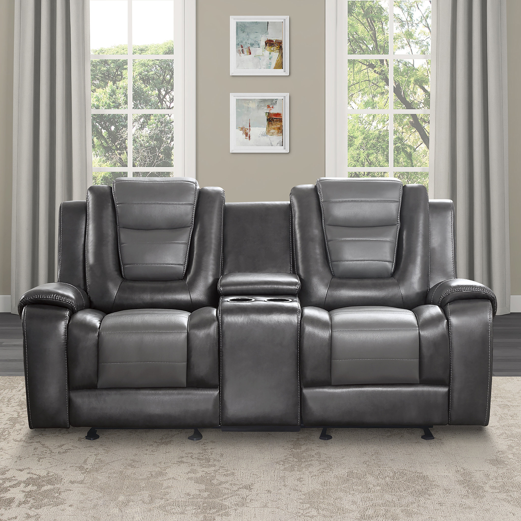 Latitude Run® Chantasia 76" Faux Leather Pull Tab Reclining and Glider ...