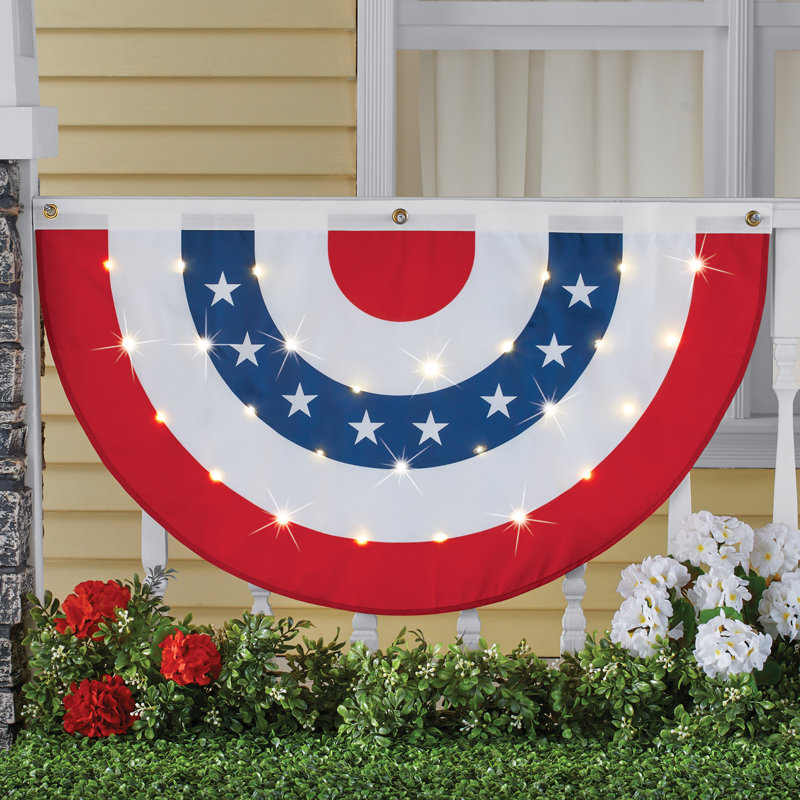 The Holiday Aisle® LED Lighted Patriotic Americana Rail Bunting | Wayfair