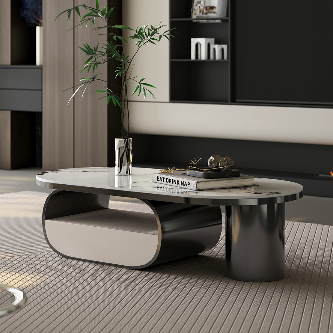 Orren Ellis Modern oval stone slab coffee table | Wayfair
