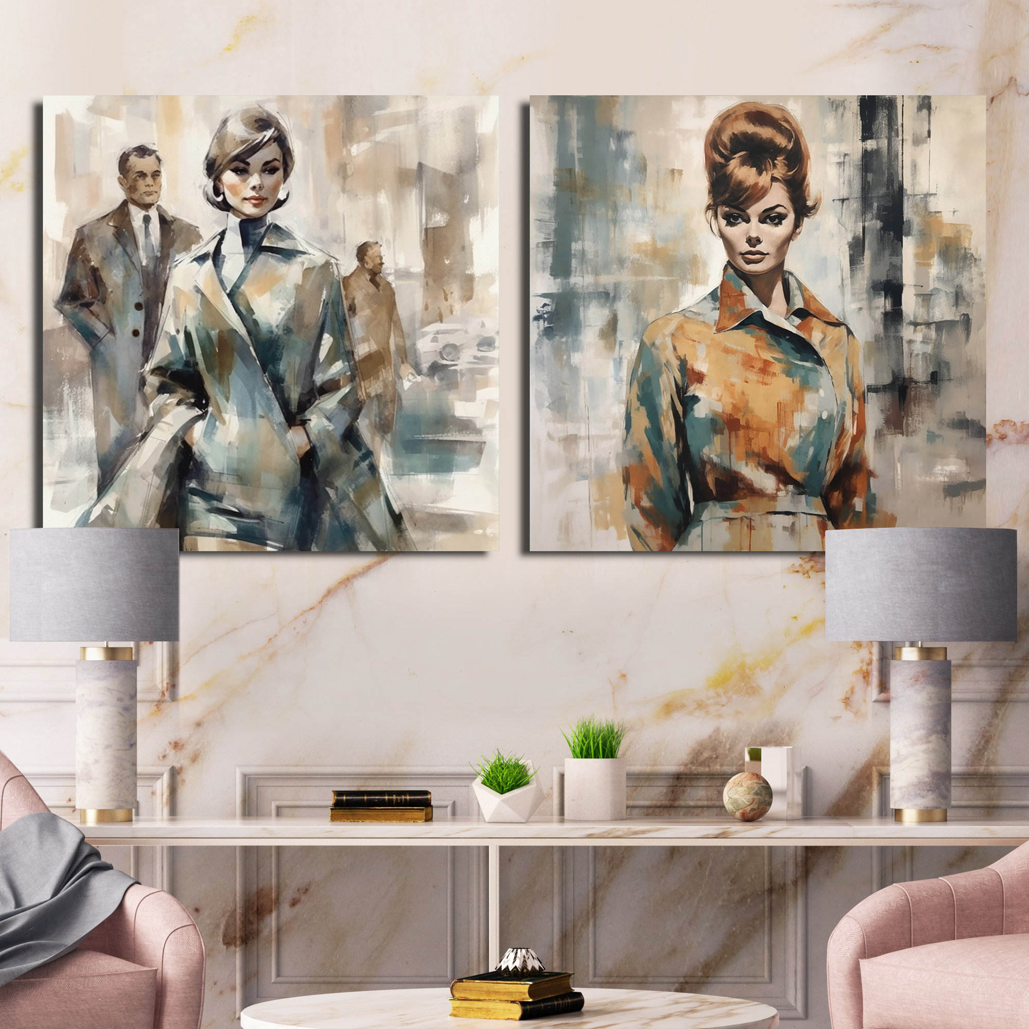 Lark Manor™ Mid Century Female Fashion - Fashion Woman Square Collage ...