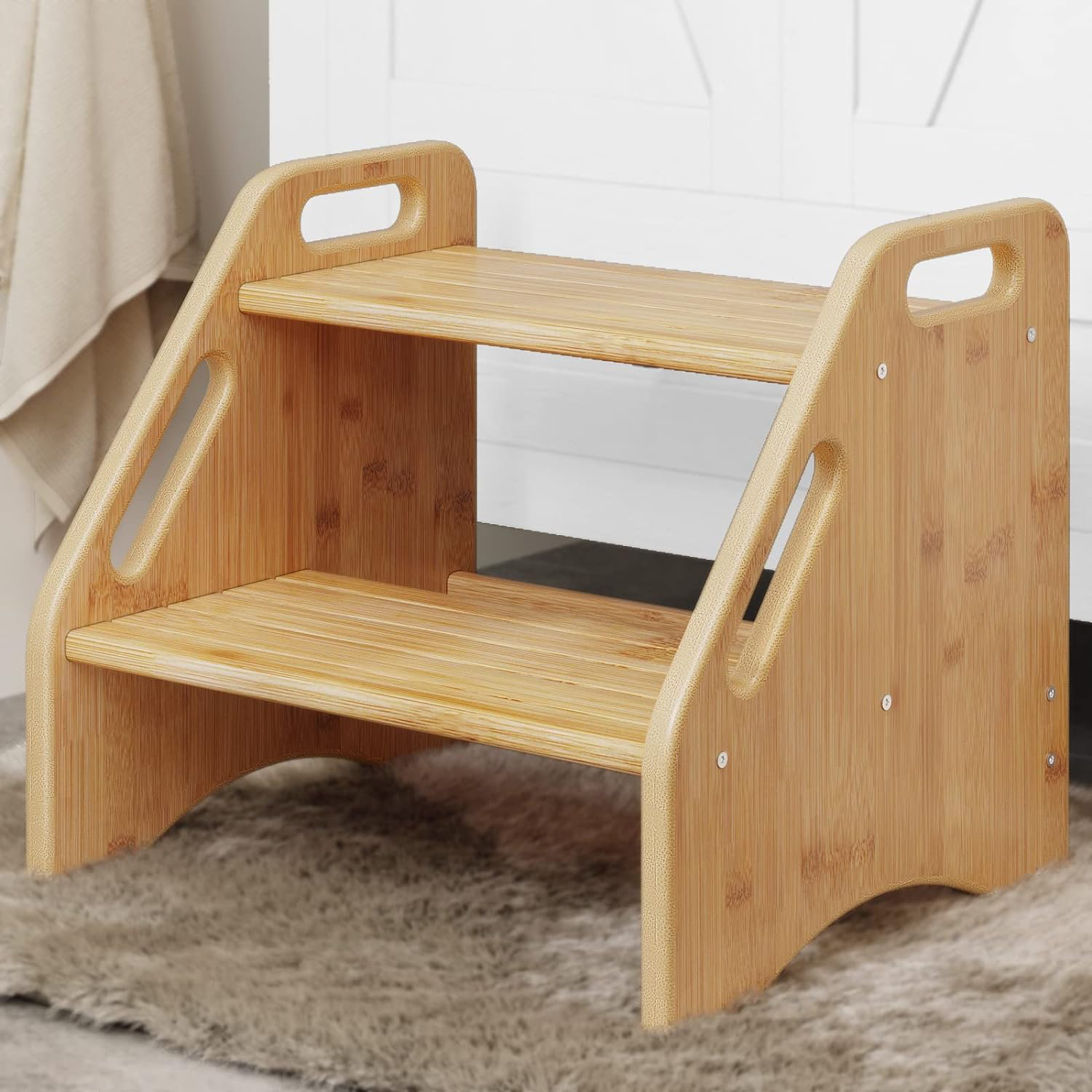 Latitude Run® Wooden Step Stool, 300 Lbs Capacity With Safety Non-Slip ...