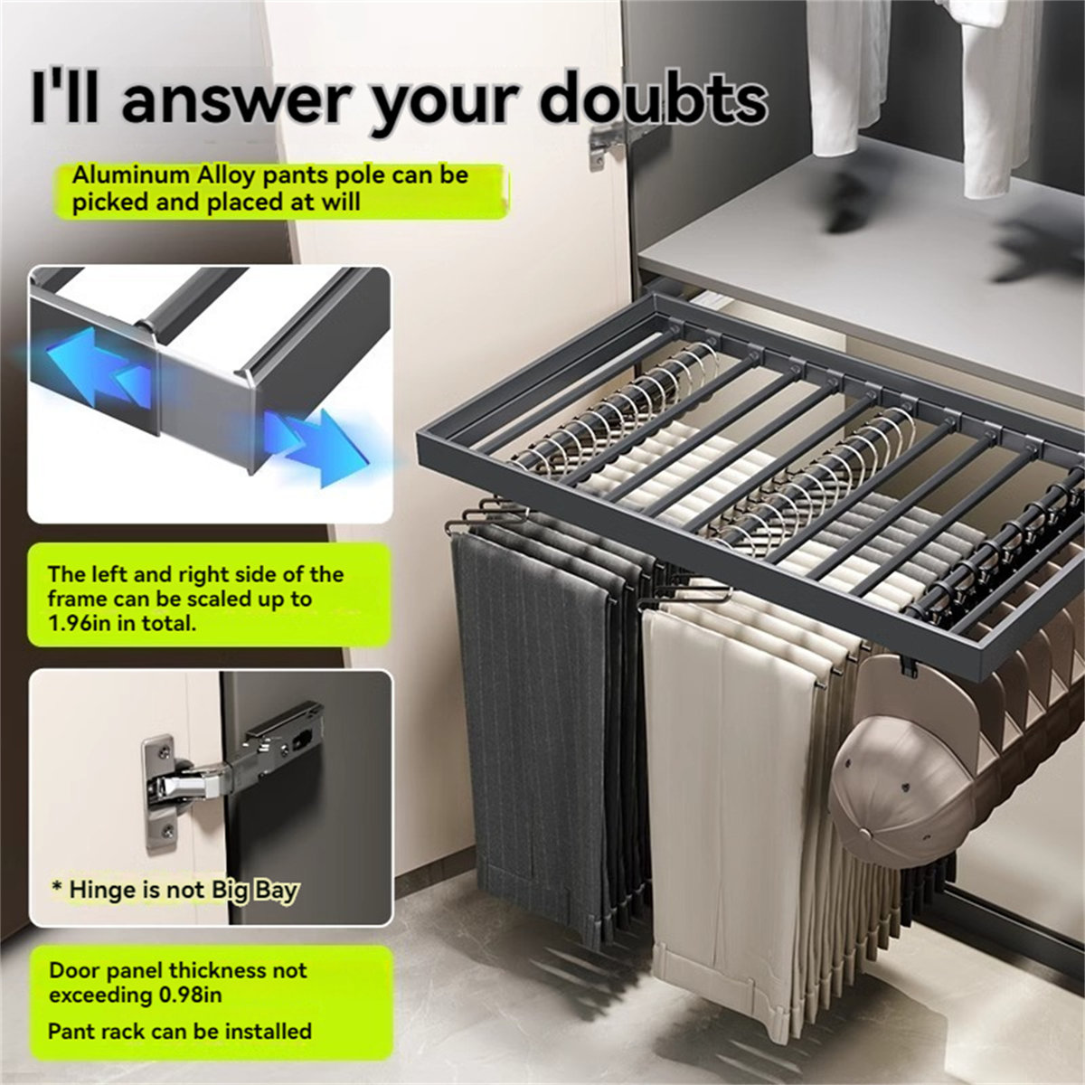 Thrones Designs Aluminum Alloy Extendable Trouser Rack For Wardrobes ...