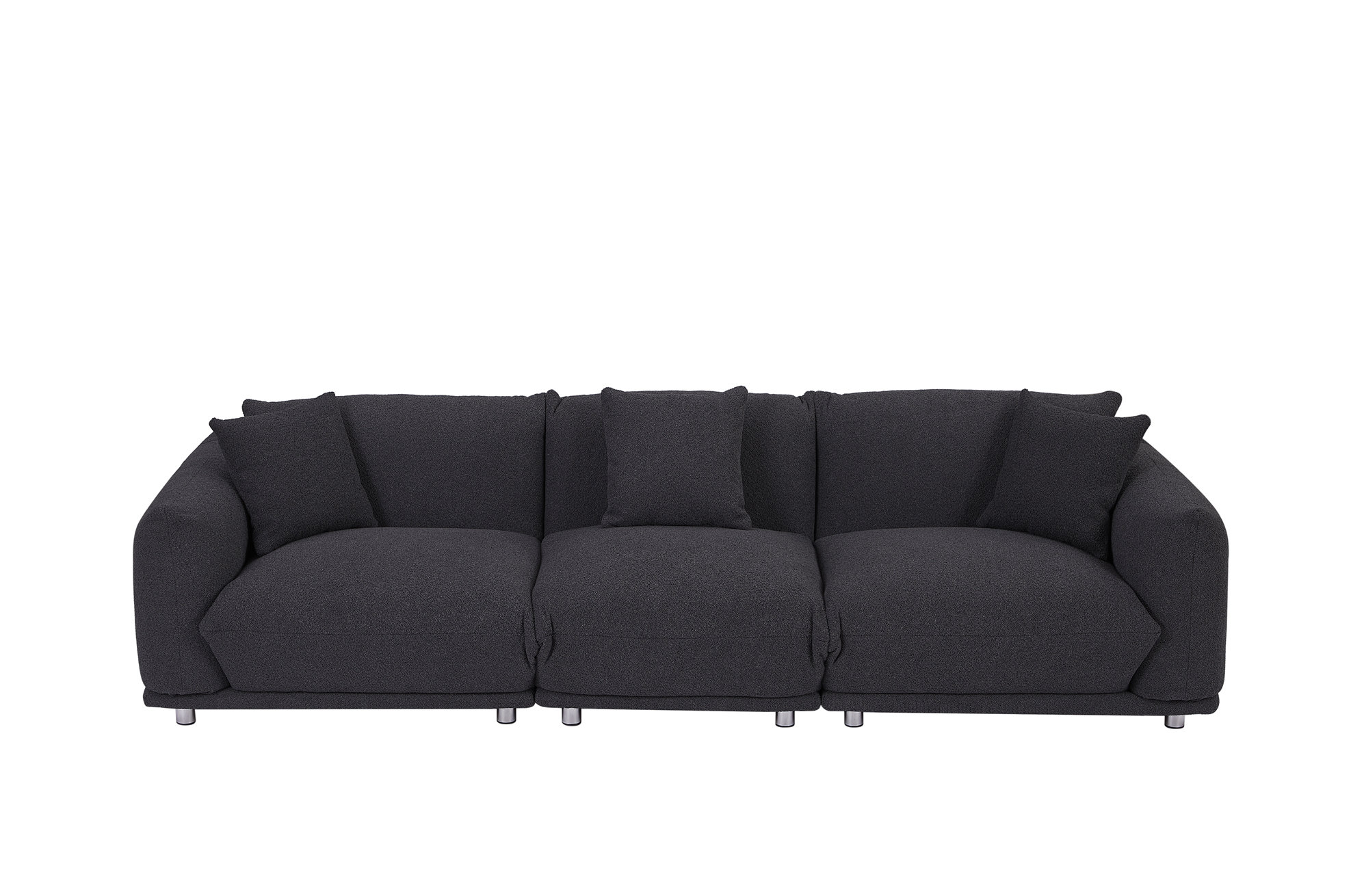 Latitude Run® Originality Shapes Black Lambswool Sherpa 4 Seater Sofa ...