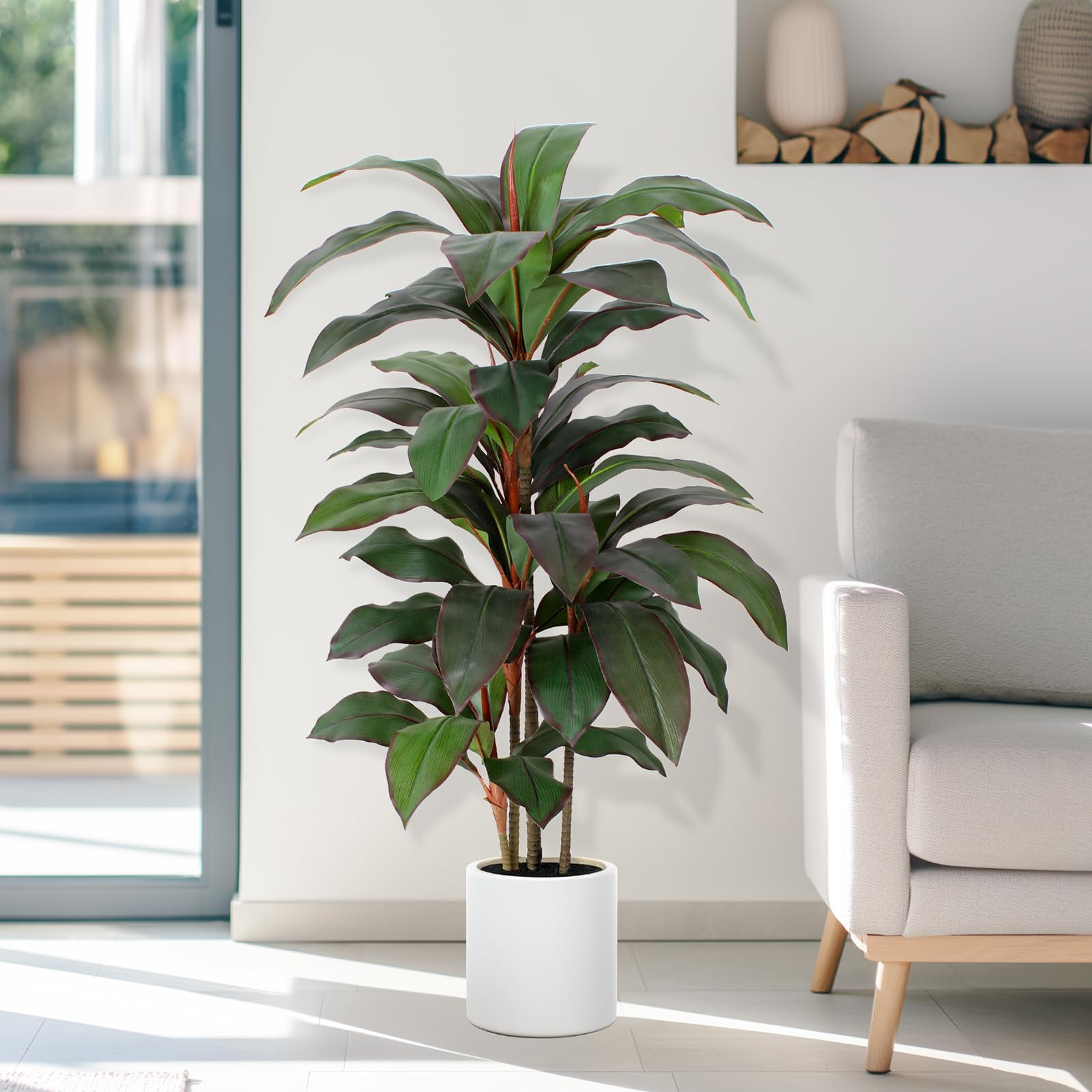 Primrue Artificial Dragon's Blood Tree Indoor Potted Plant 4 Feet, Fake ...