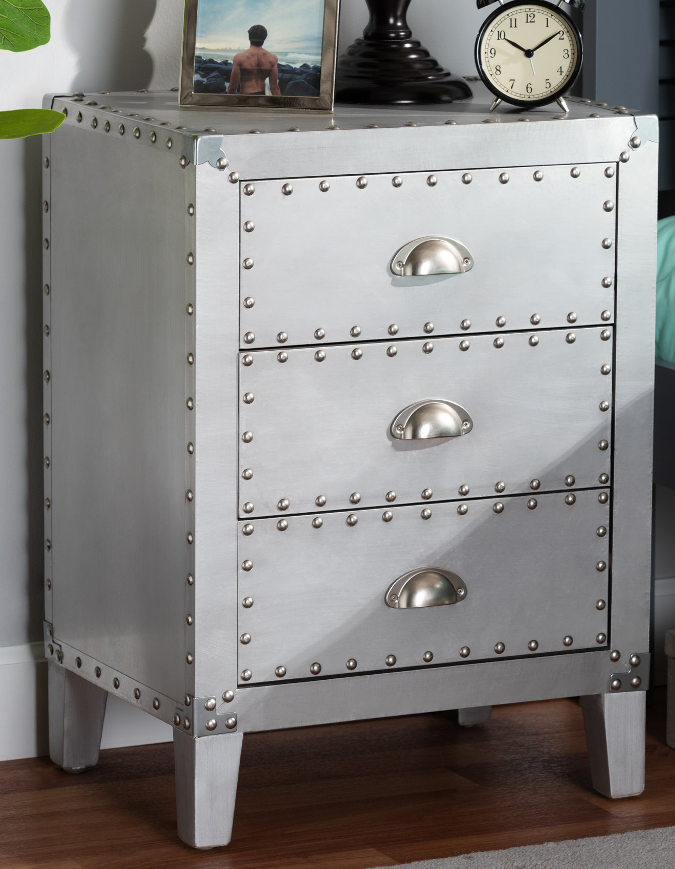 Breakwater Bay Alenis French Industrial Silver Metal 3-Drawer ...