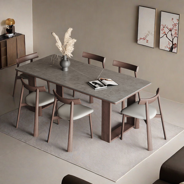 Greyleigh Modern Simple Dining Table And Chairs 7 - Piece Double ...