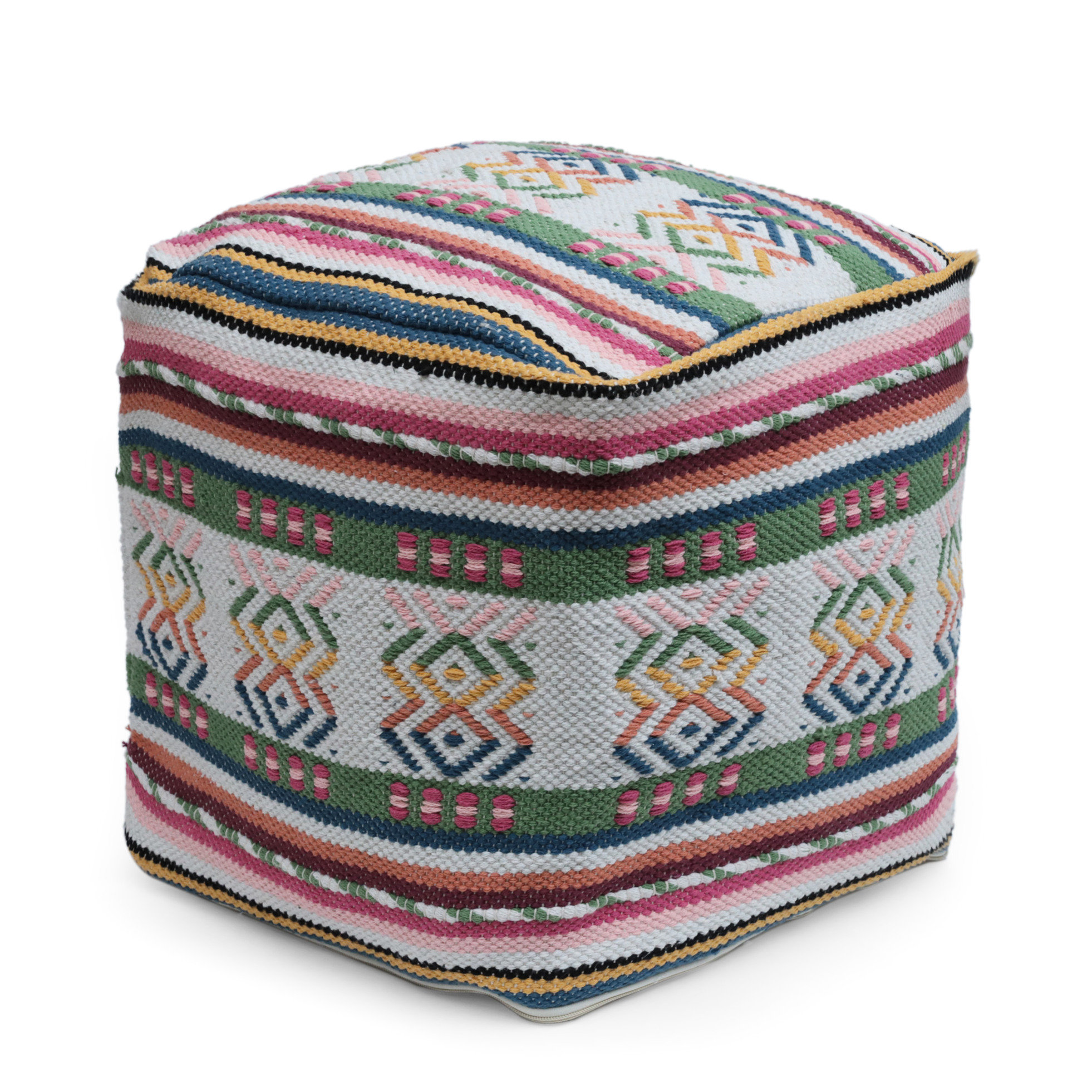 Latitude Run® Multicolor Handmade Peruvian Print Square Pouf - & Floor ...