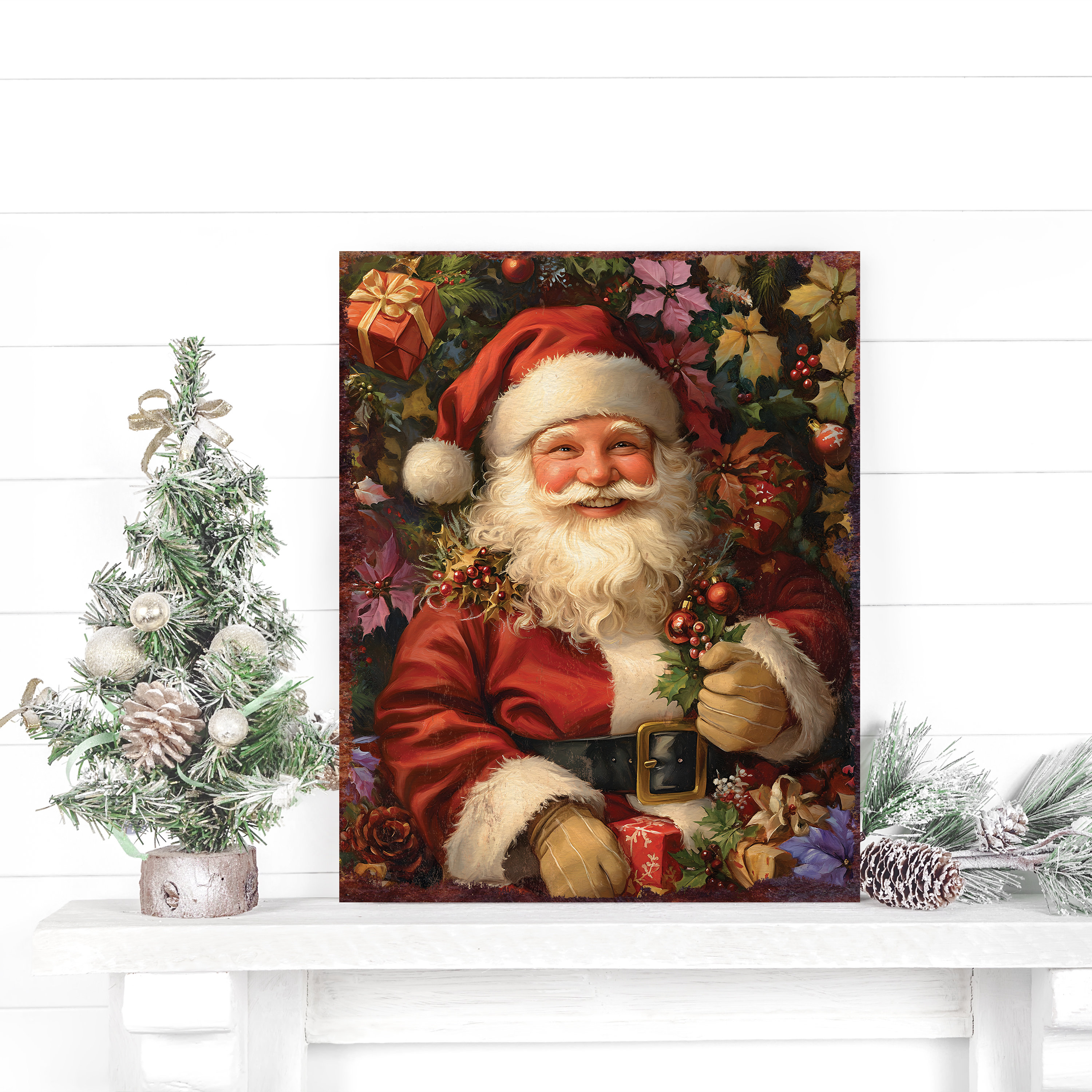The Holiday Aisle® 15in Christmas Table Decor | Wooden Santa Tabletop ...
