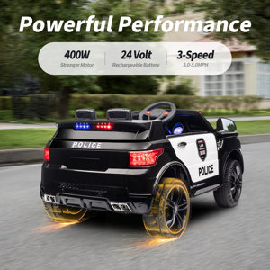 Outfunny Electric Police Car for Kids, 24 Volt Kids Ride on Toys w ...