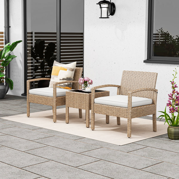 Winston Porter 3-Piece Outdoor Bistro Set PE Rattan Chairs With ...