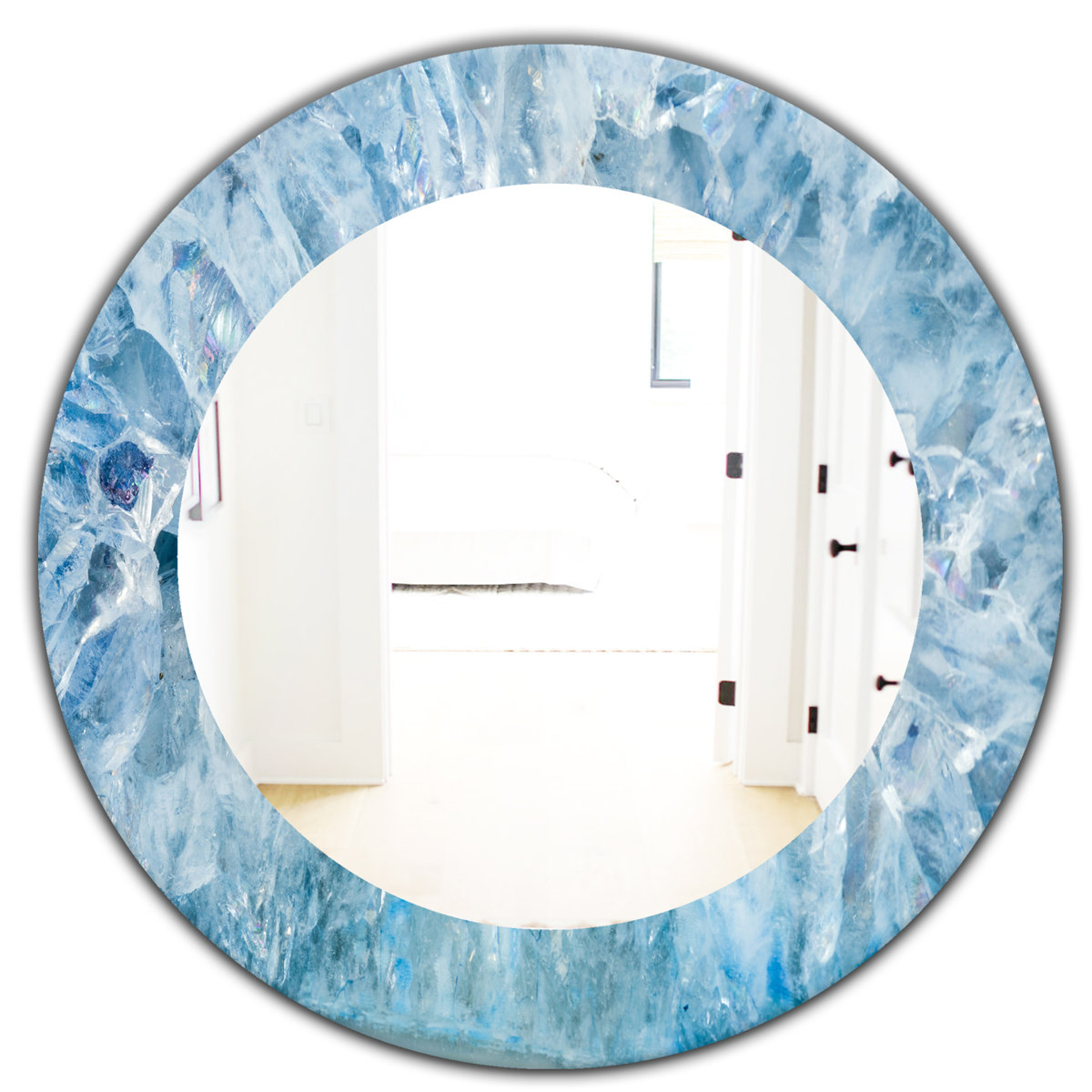 East Urban Home Geode Interior with Light Blue Crystals Accent Mirror ...