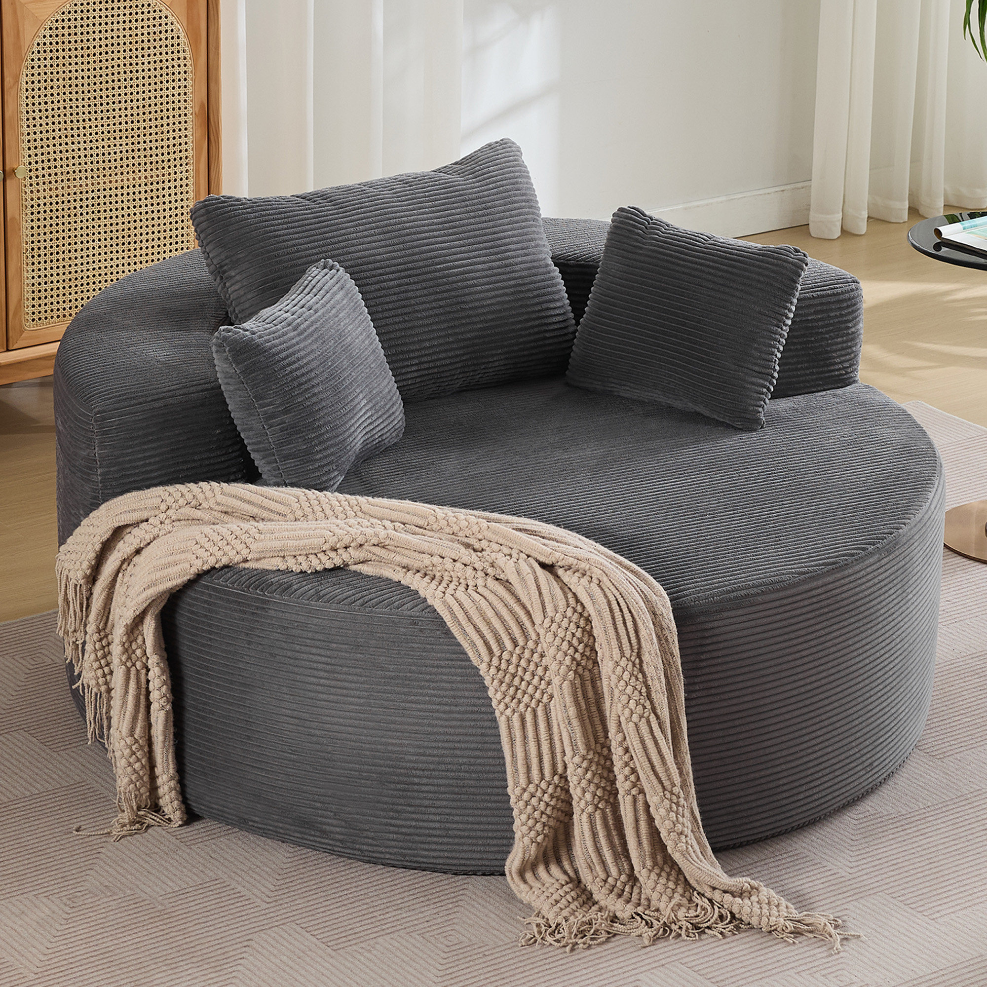 Latitude Run® 55'' Oversized Round Boneless Chaise Lounge Chair ...