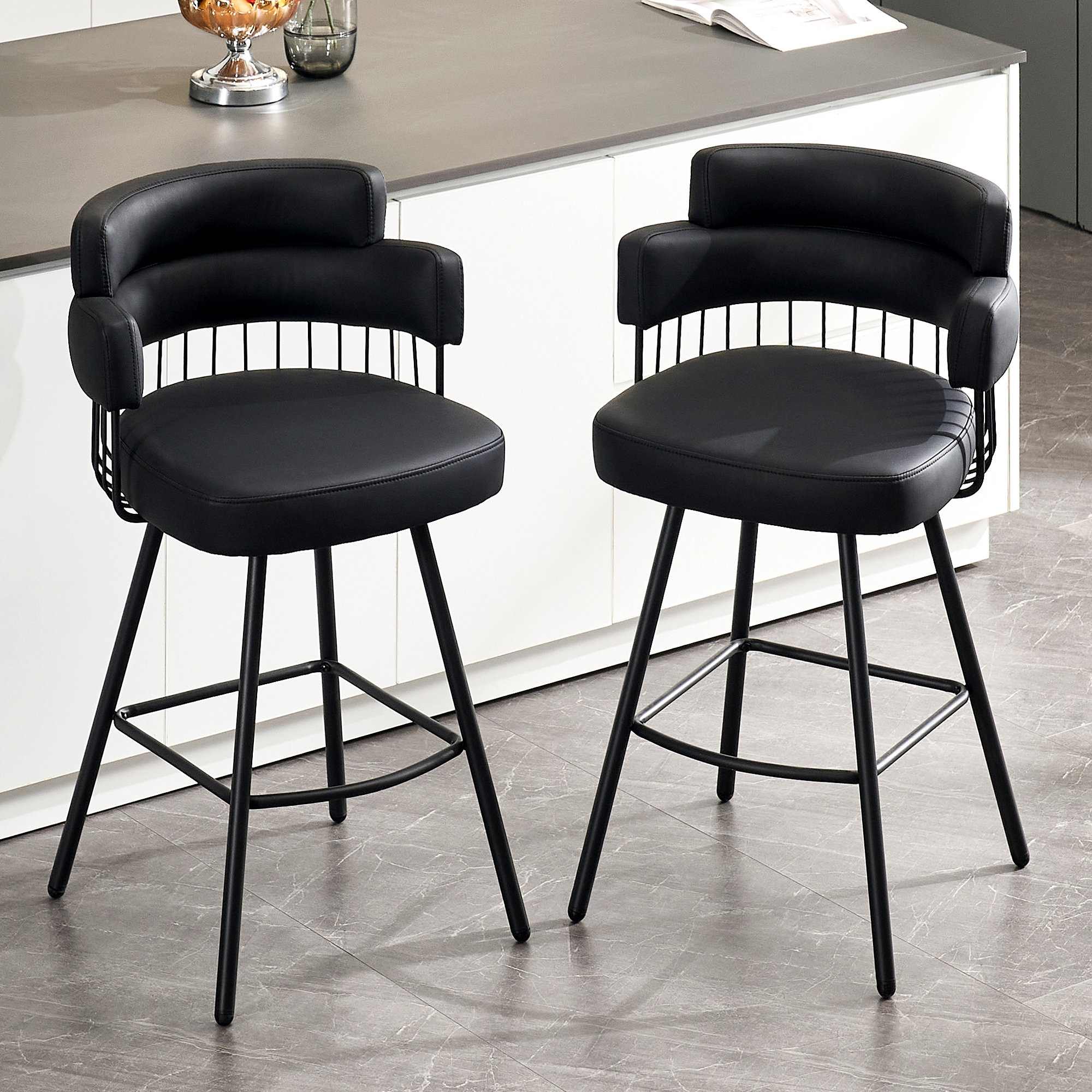 George Oliver Upholstered Counter Stool with Metal Frame | Wayfair