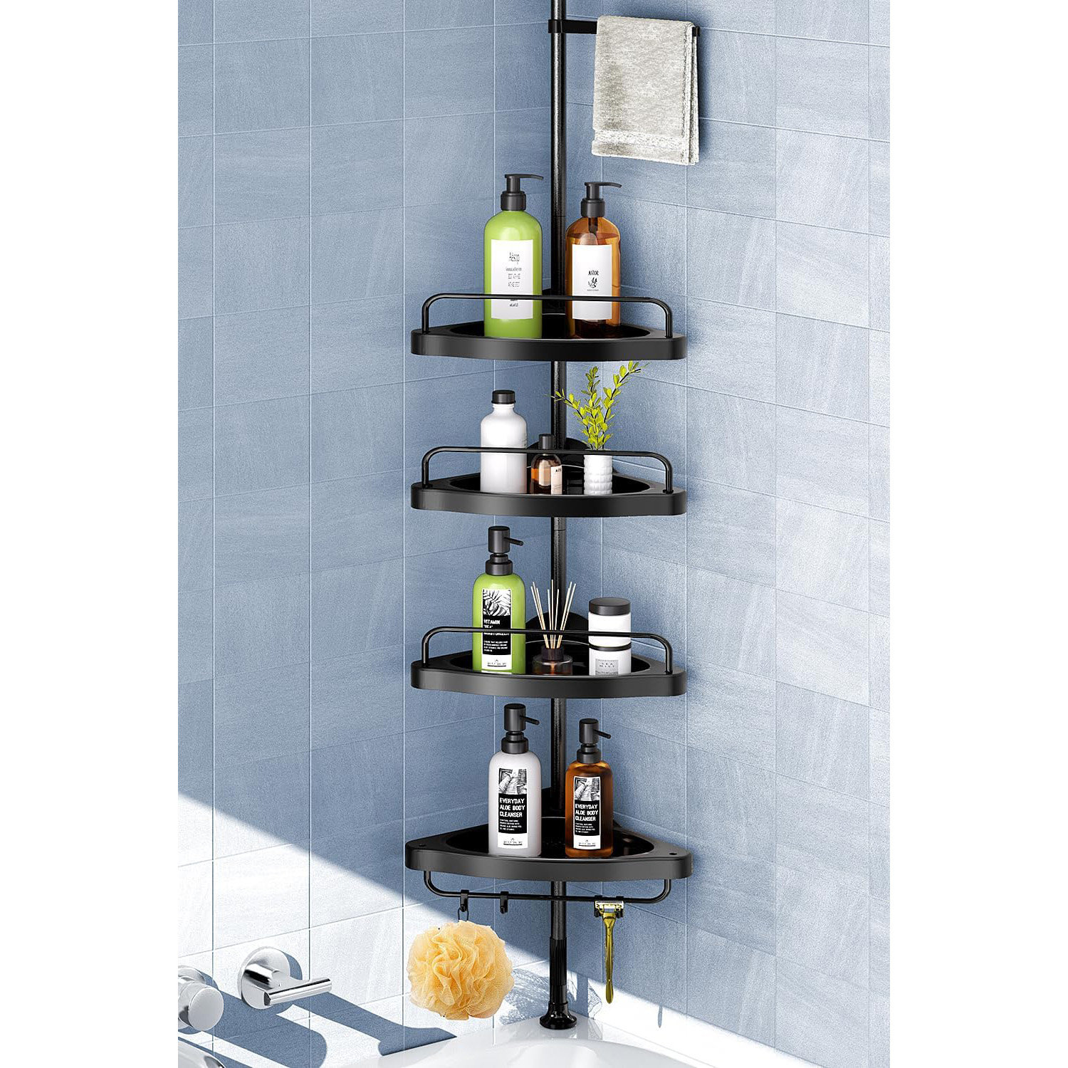 Rebrilliant Corner Shower Caddy Tension Pole: Adjustable Stainless ...