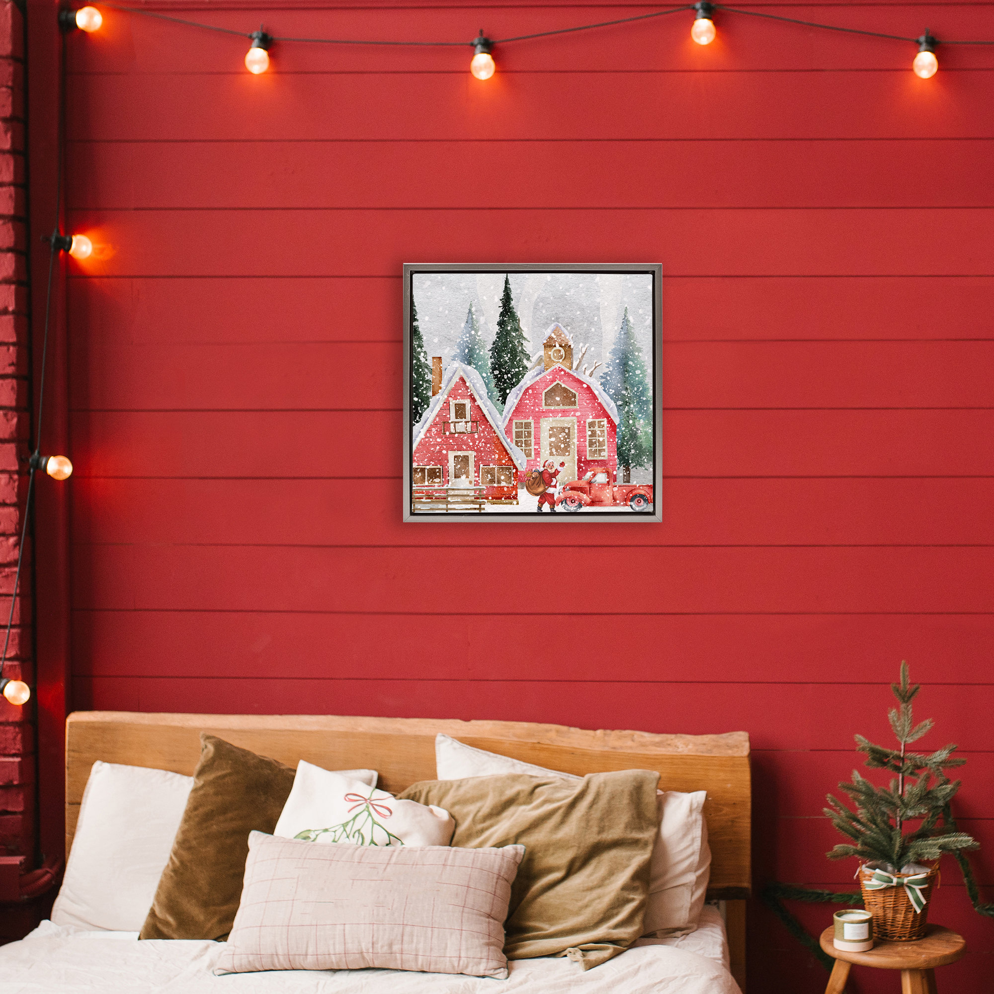 The Holiday Aisle® Red Barn Santa Delivery Floating Frame, design by ...