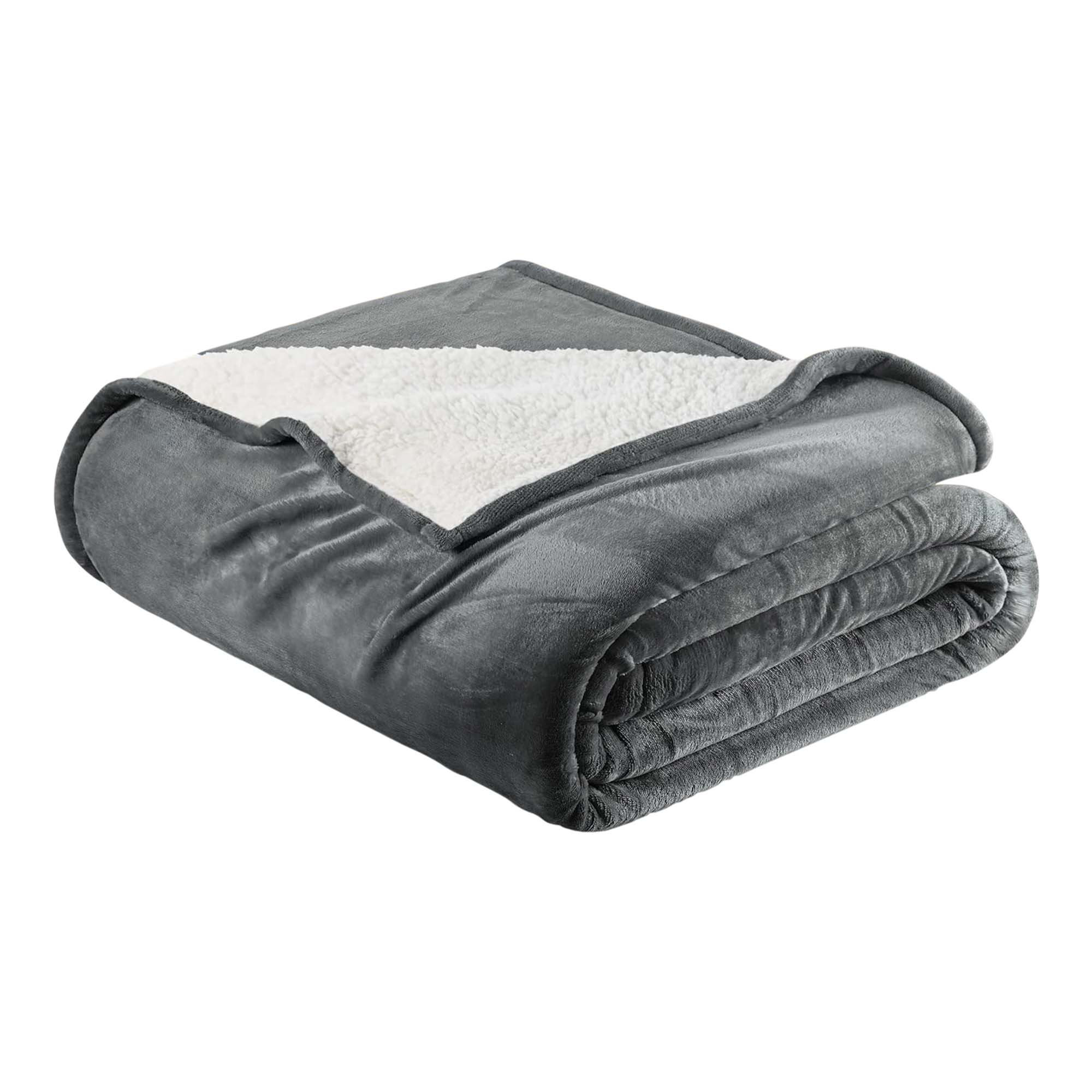 FreshFolds Ultra-Soft Velvet Plush Reversible Sherpa Blanket | Wayfair
