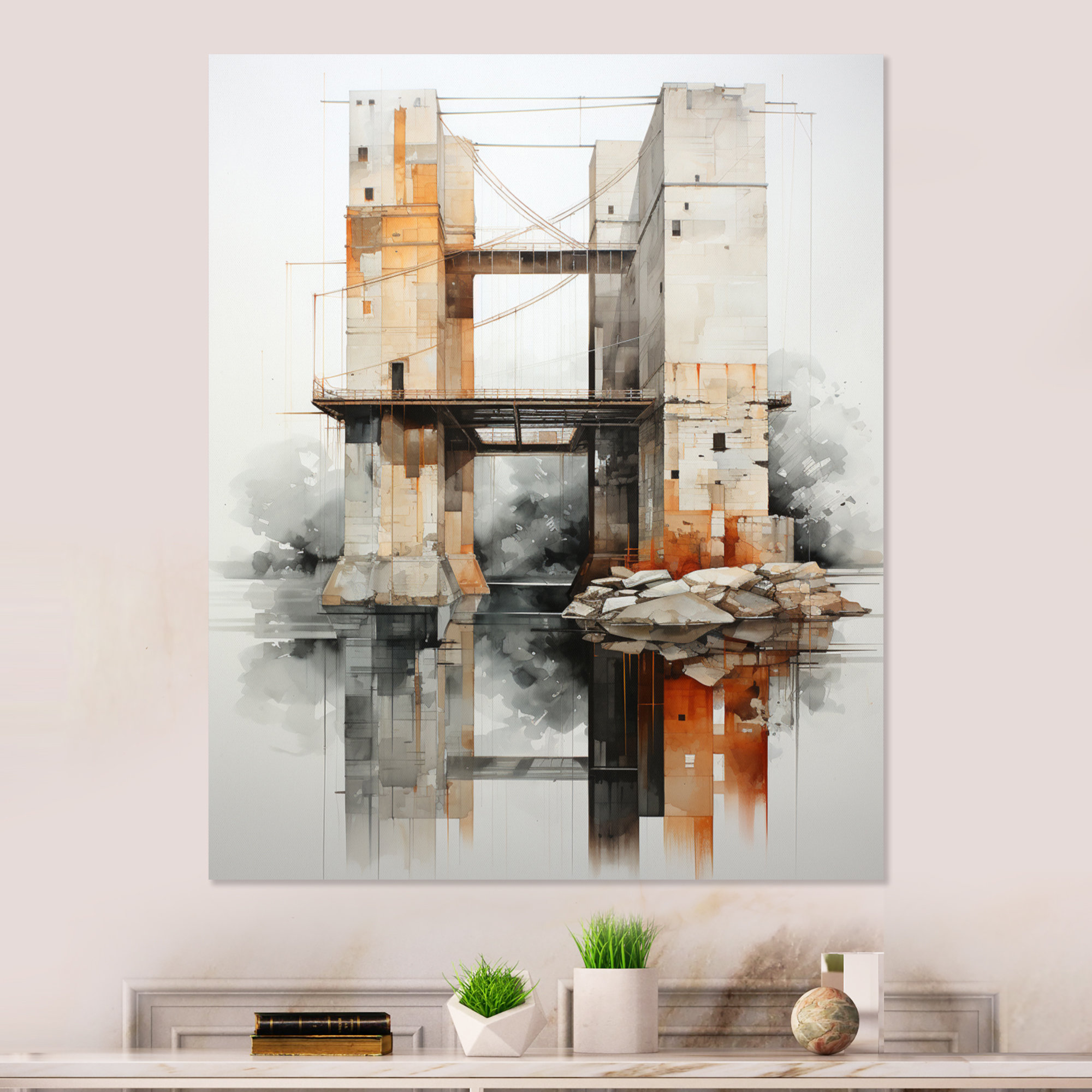 17 Stories Grey Bridge Minimalistic Connection III - Bridges Metal Wall ...