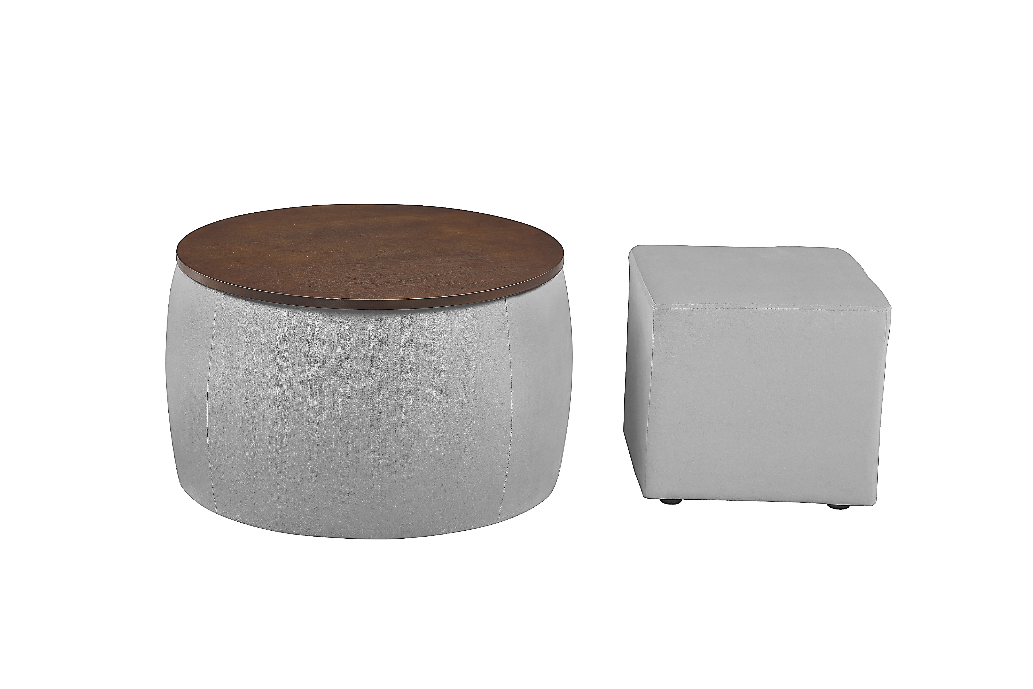Latitude Run® Round Ottoman Set With Storage, 2 In 1 Combination, Round ...