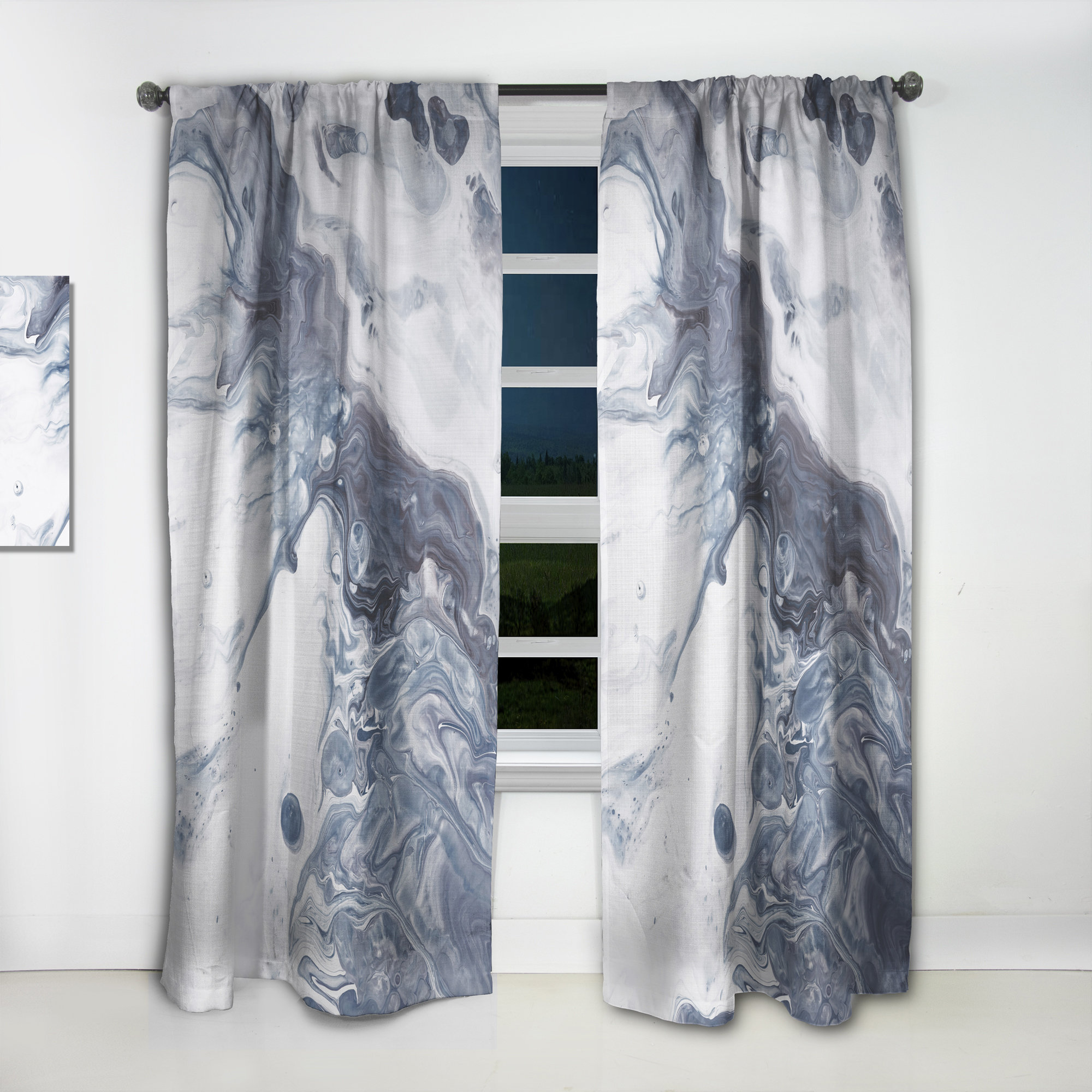 Design Art Liquid Art Waves I Abstract Semi-Sheer Thermal Rod Pocket ...