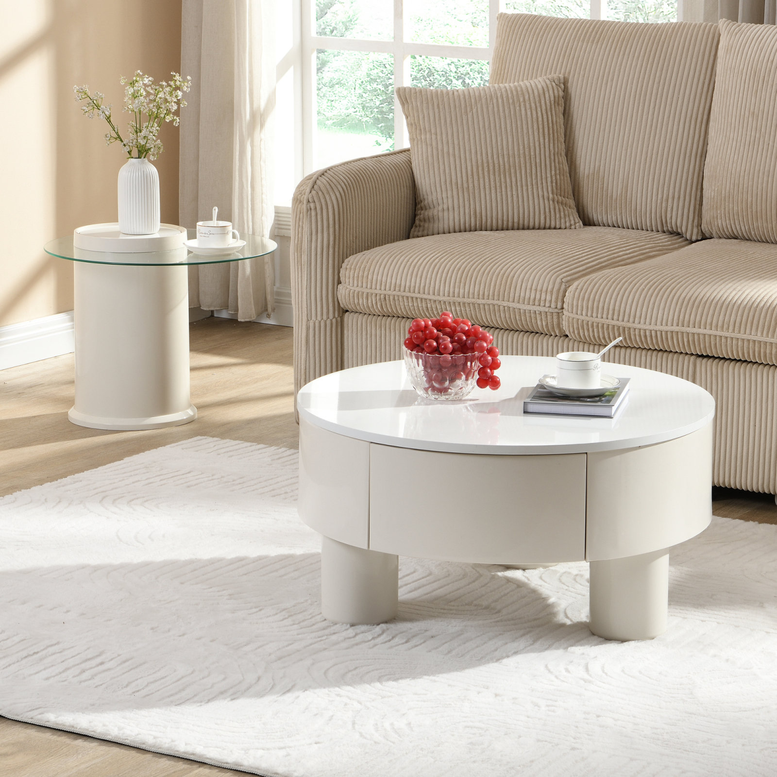 Wrought Studio™ Round Nesting Coffee Table Set Of 2, Coffee Table With ...
