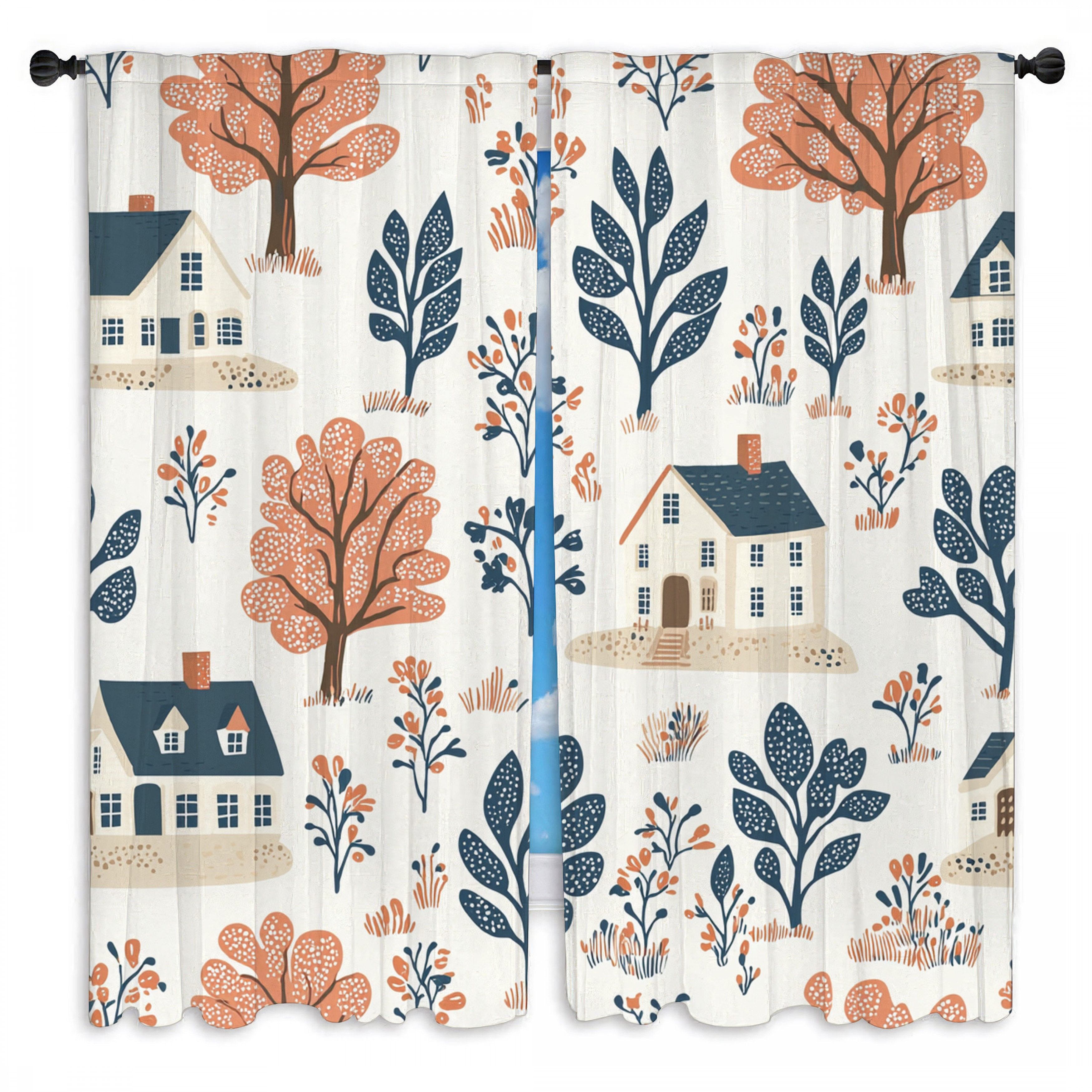 One Allium Way® Cottage House Window Curtains Nature Cottage Drapes - 2 ...