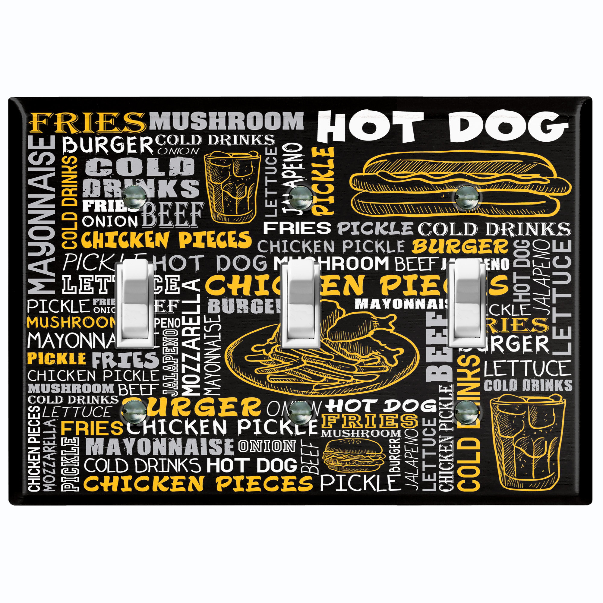 WorldAcc Hot Wing Restaurant Fast Food Menu 3 - Gang Toggle Light ...