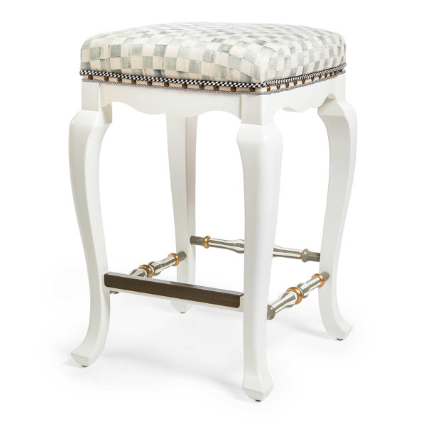 MacKenzie Childs Sterling Check® Counter Stool | Perigold