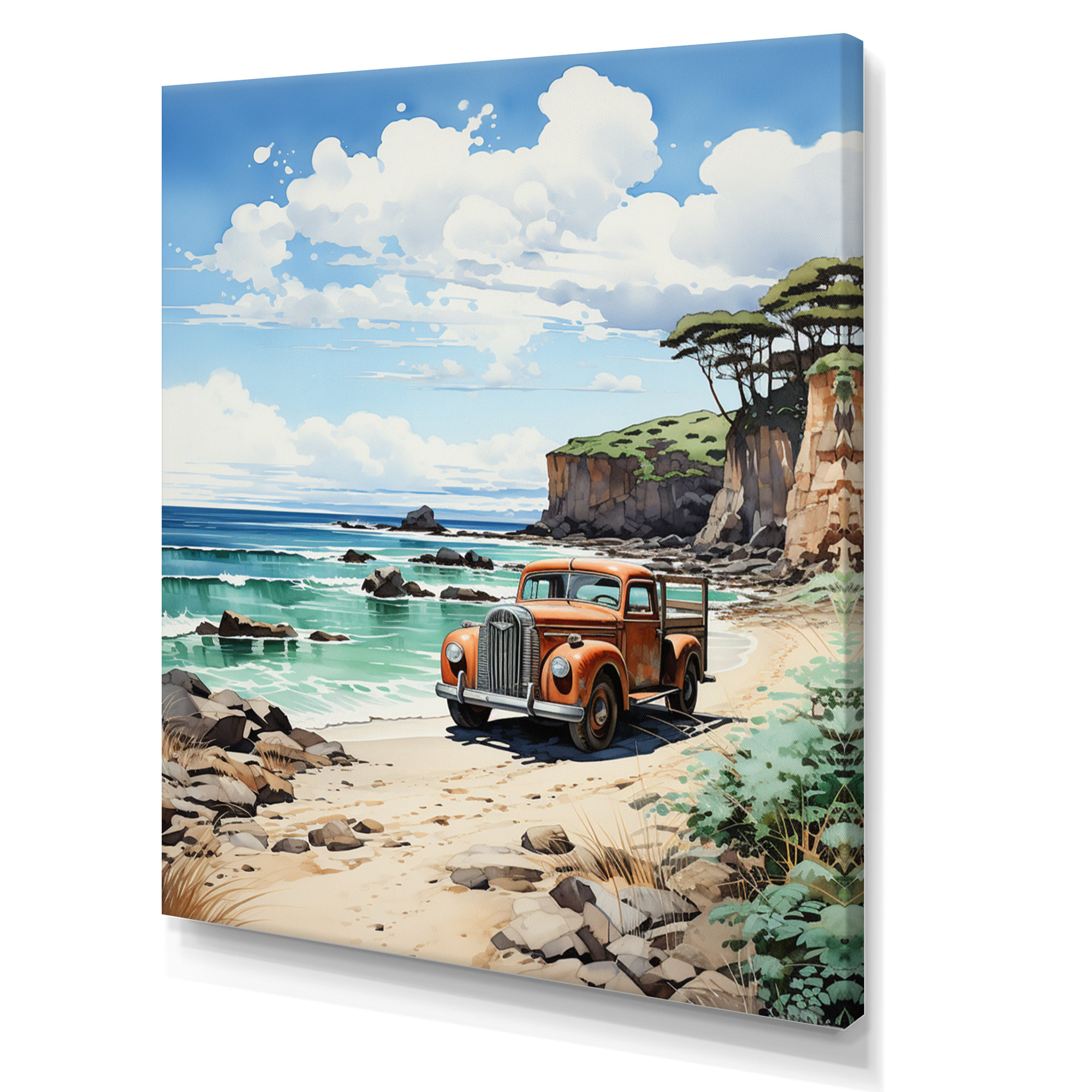 Dovecove Sergey Coral Pickup Truck Coastal Retreat - Print - Wayfair Canada