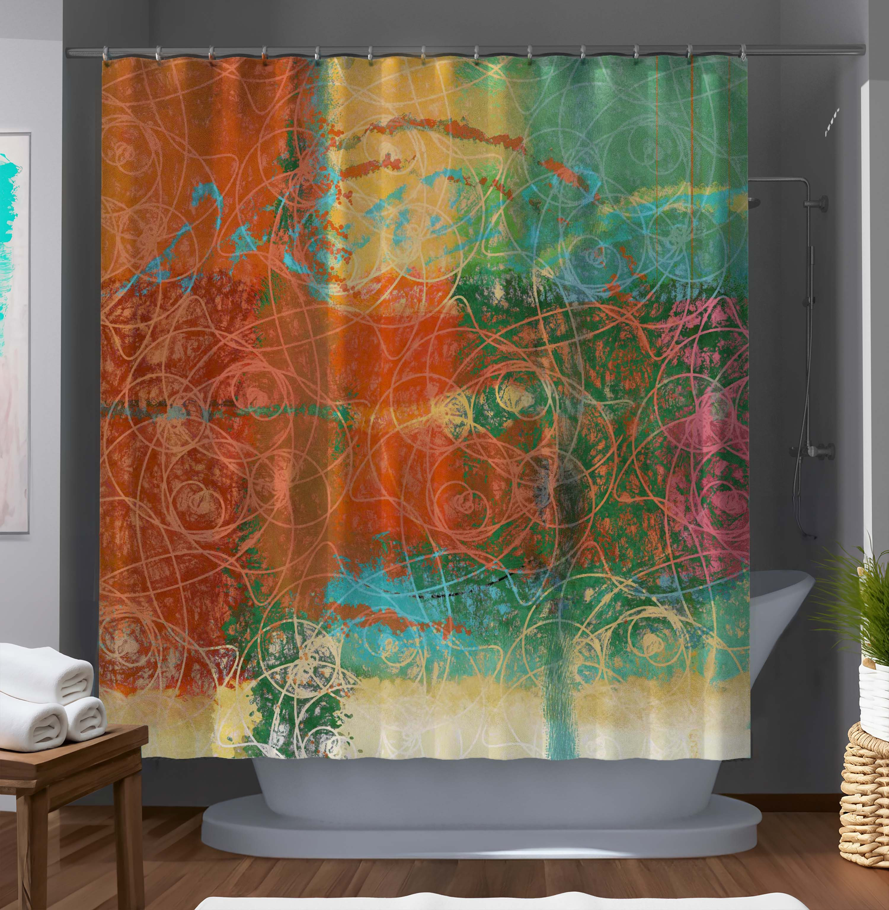 East Urban Home Babrak Abstract Shower Curtain | Wayfair