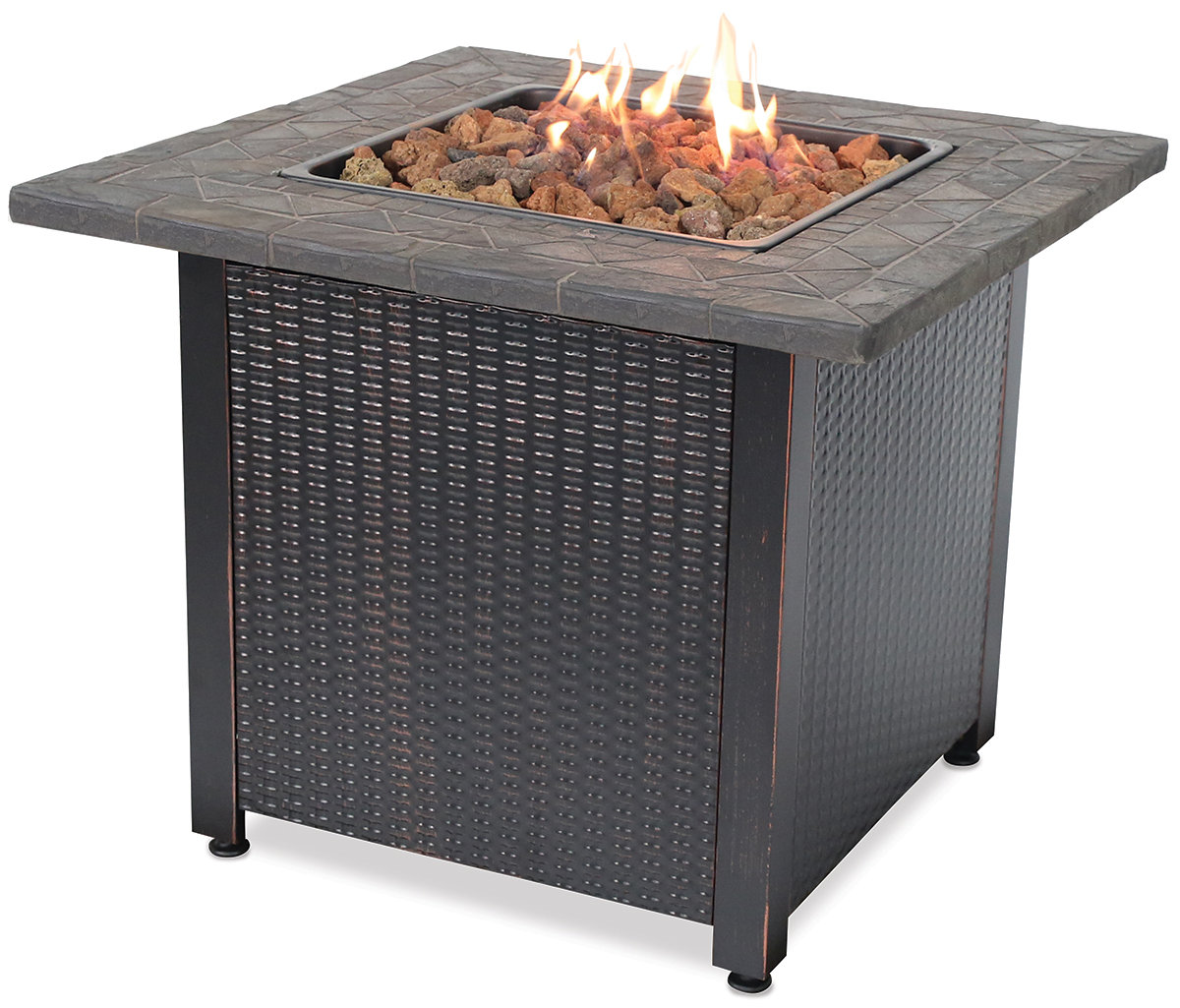 Endless Summer, 30" Square LP Gas Outdoor Fire Pit with Decorative Tile ...